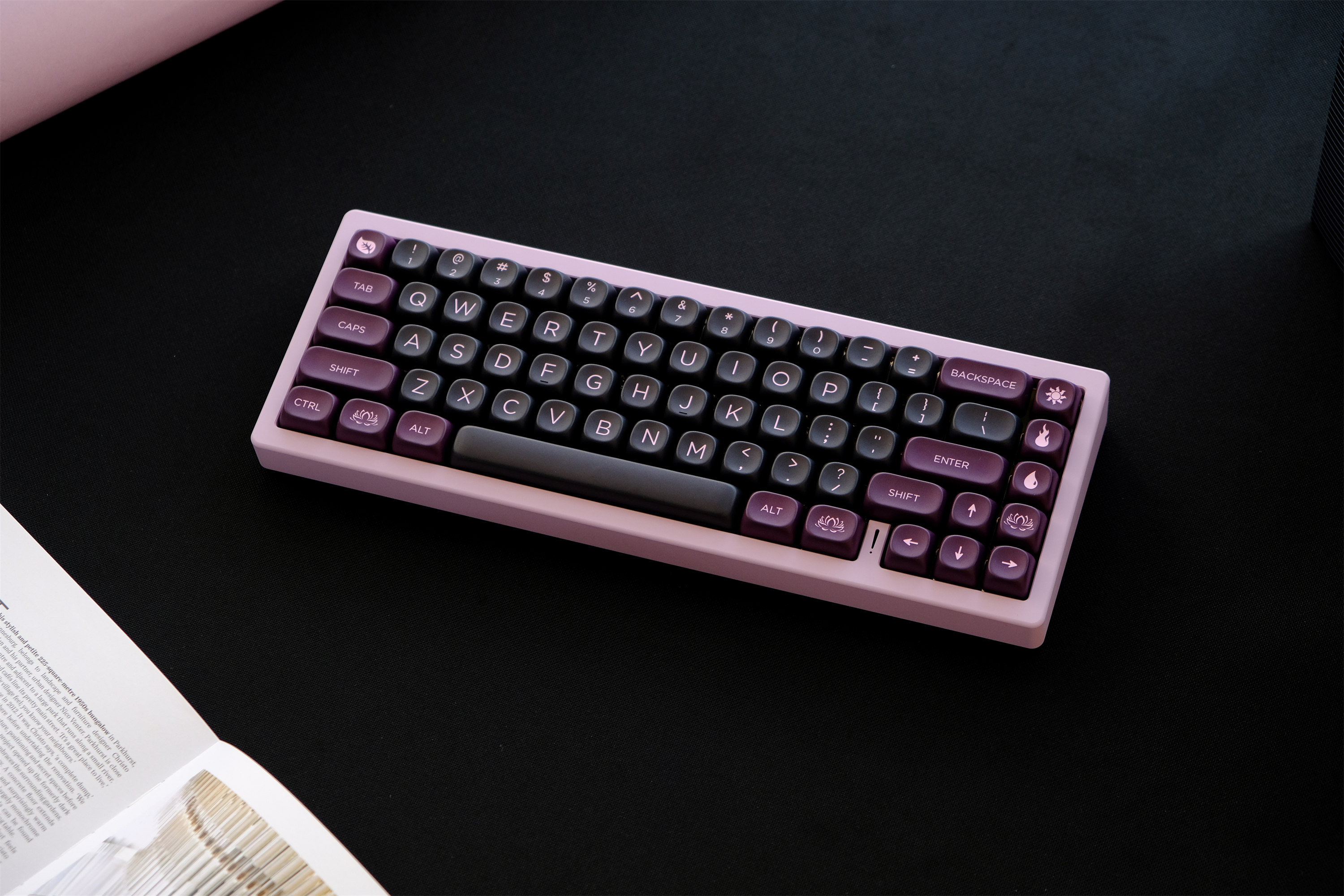 GMK black lotus keycaps, 126 Keys keycaps MOA Profile DYE-SUB ...