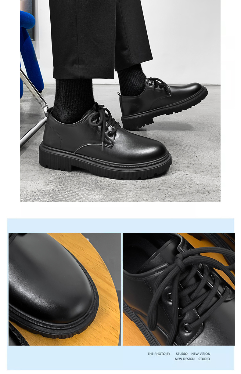 DBEXPLO Men's Leather Shoes Korean Fashion Oxford Shoes for Men Thick ...