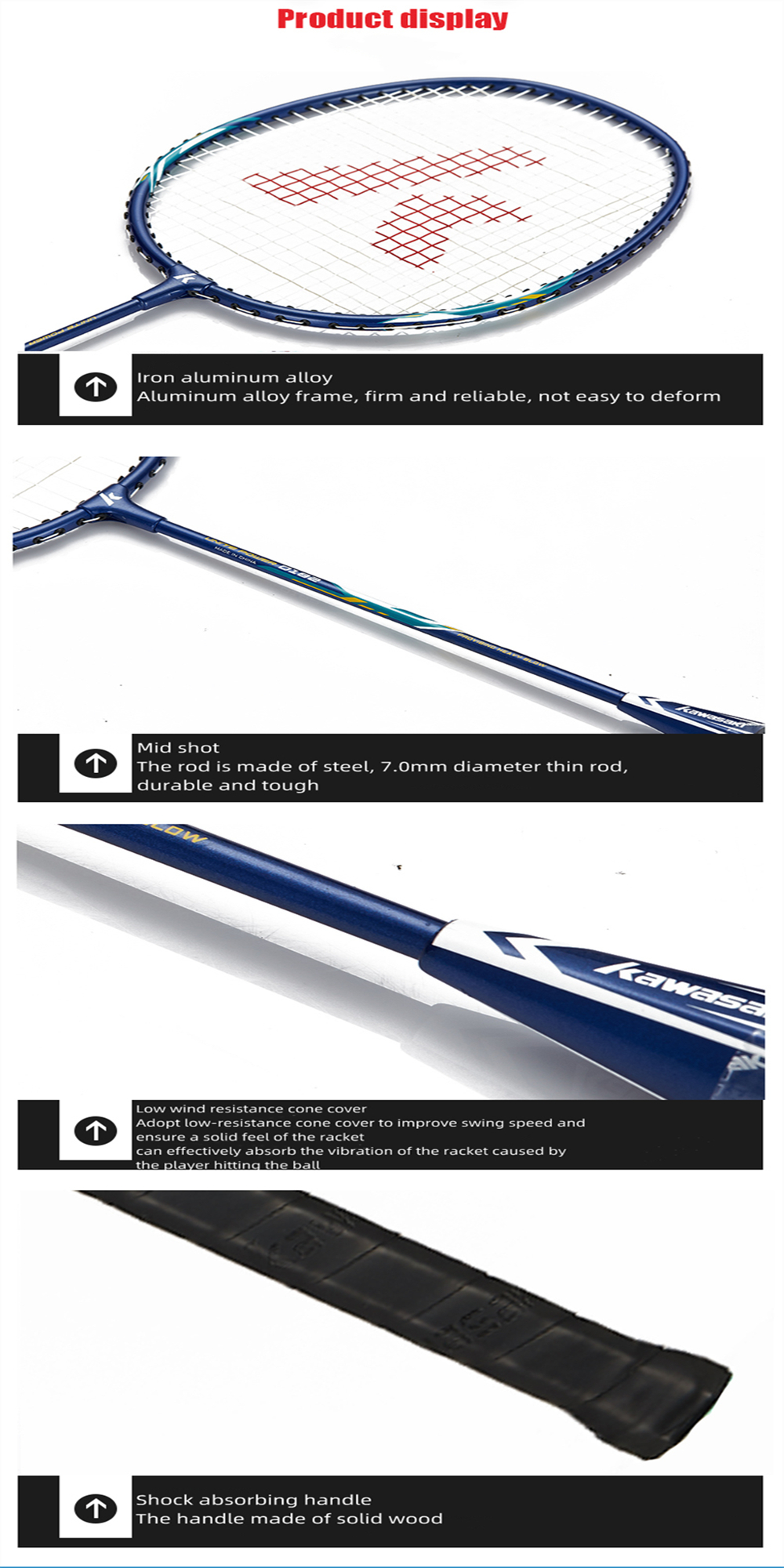 Kawasaki Badminton Racket Up-0182 Up-0183 Aluminum Alloy For Beginners ...