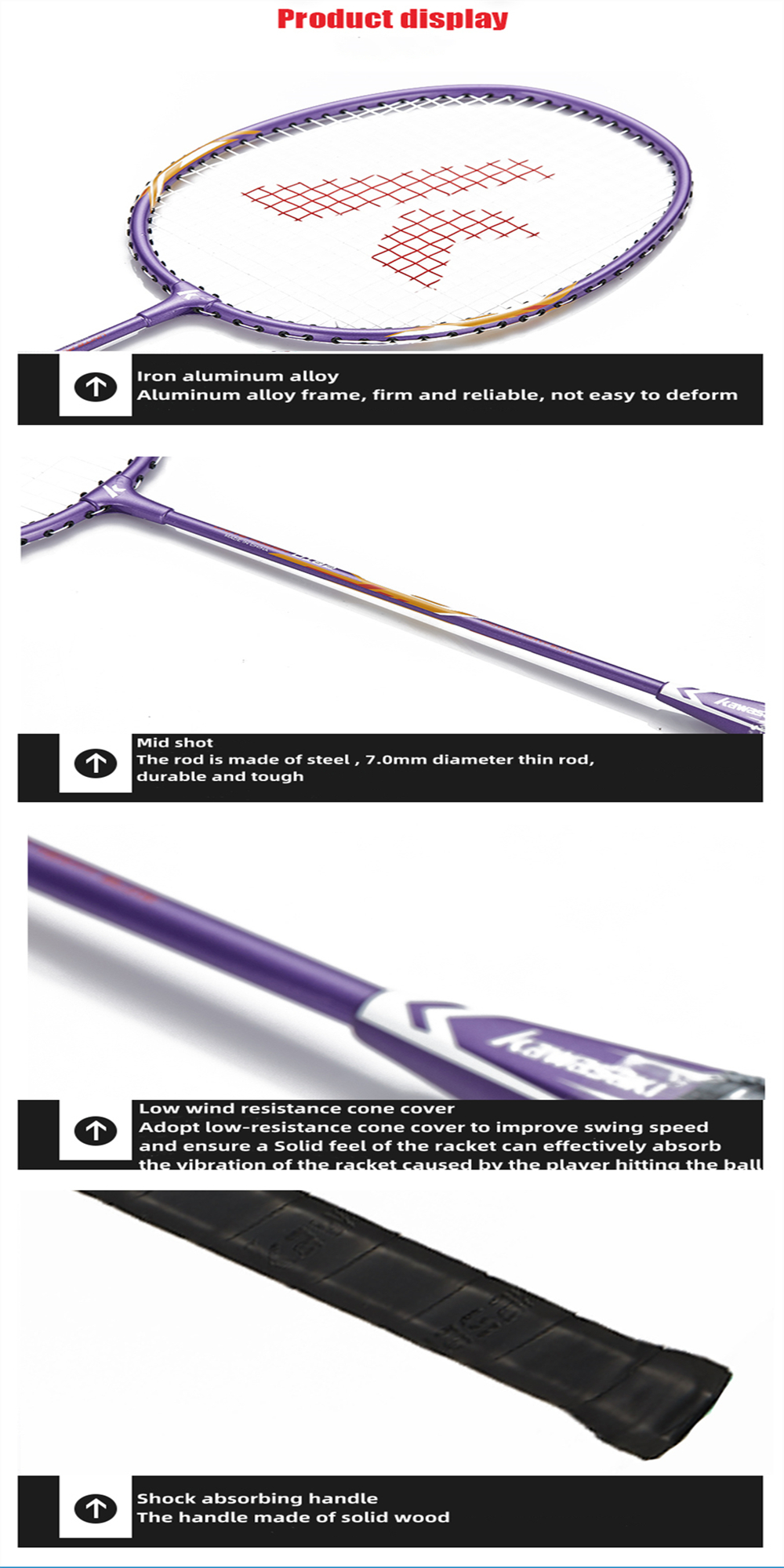 Kawasaki Badminton Racket Up-0182 Up-0183 Aluminum Alloy For Beginners ...