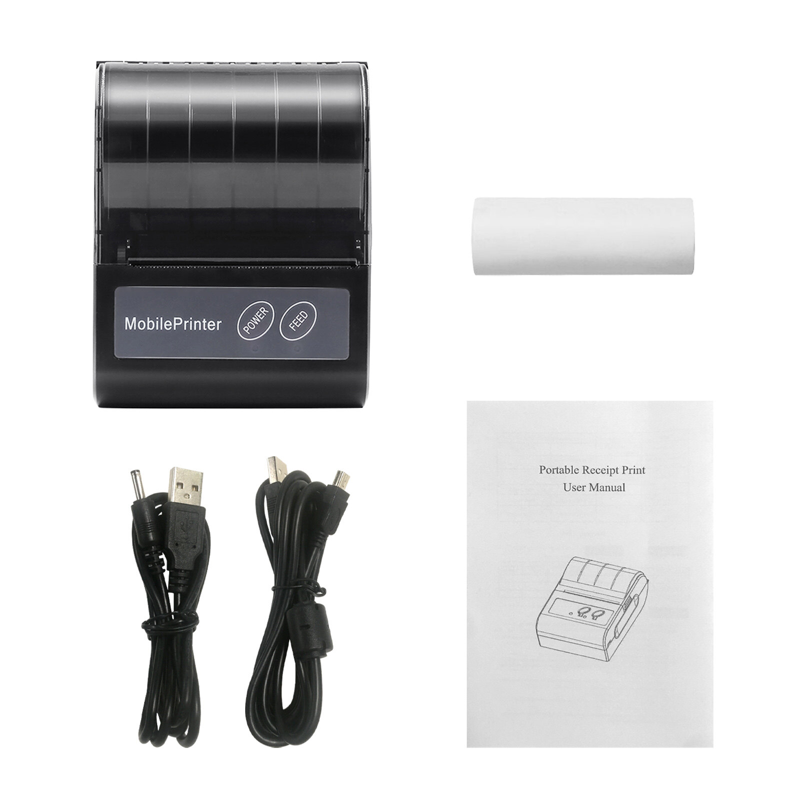 Portable BT 80mm Thermal Receipt Personal Mini Bill POS Mobile Printer ...