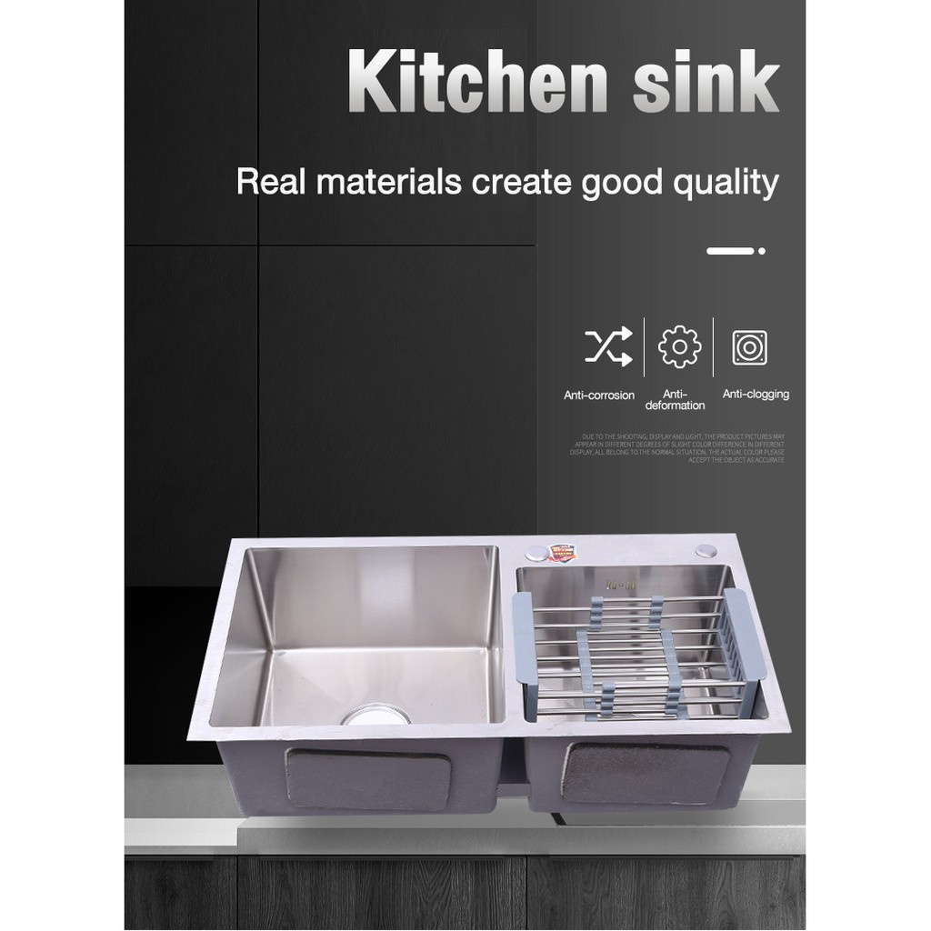SUS 304 Stainless Steel Kitchen Sink Stainless Steel Sink Set Silver ...