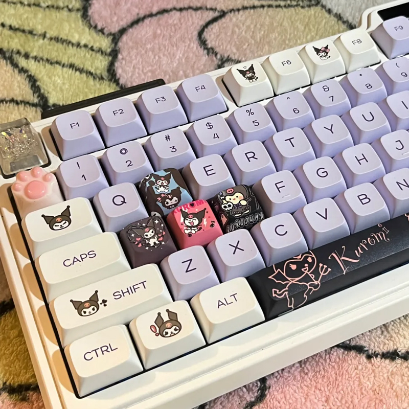Sanrio Kuromi 146 Keycaps XDA Profile PBT Dye Sublimation Craft Mechanical Shaft Keycaps Kuromi ...