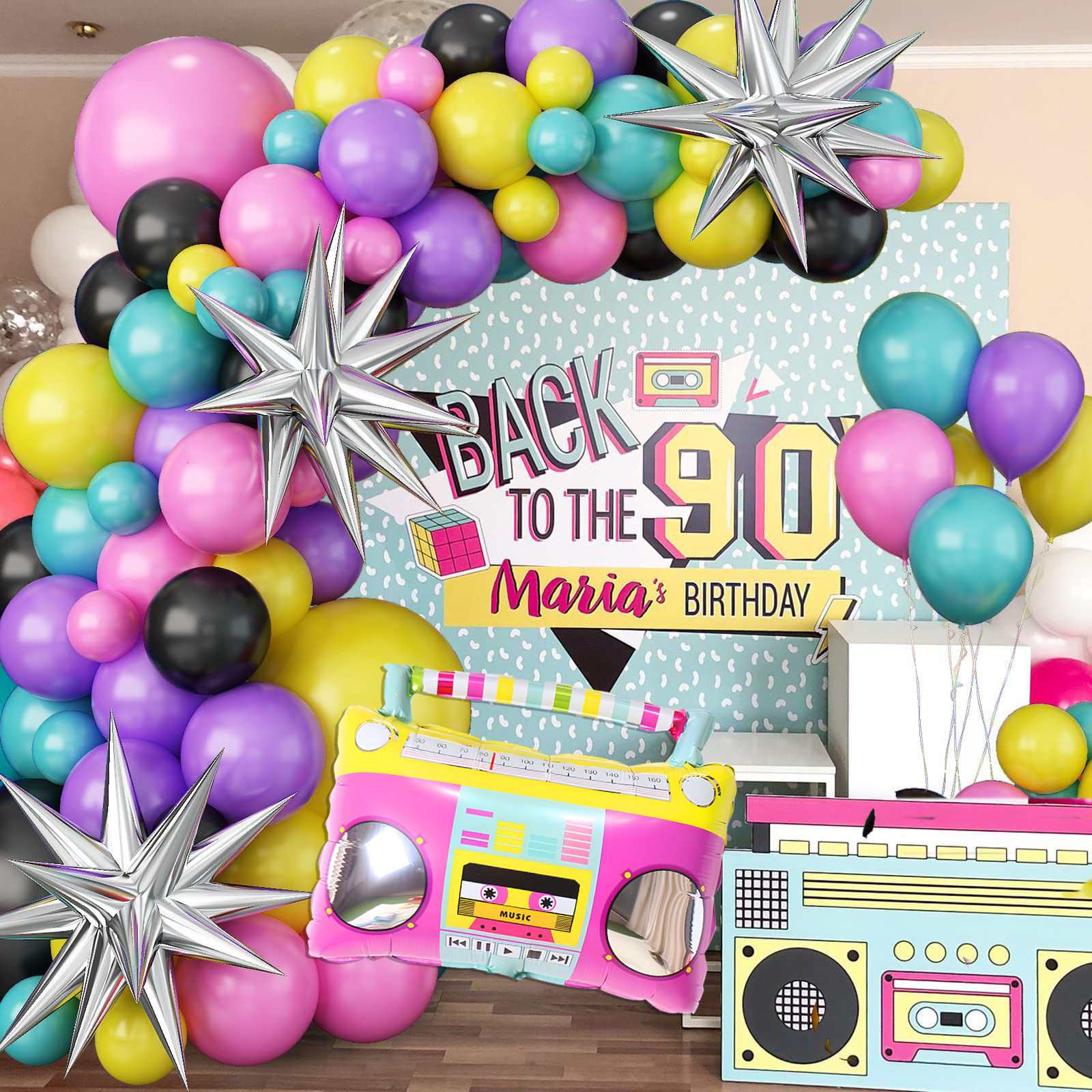 Disco Balloon Arch Garland Kit For Back to 90s Theme Party Birthday ...