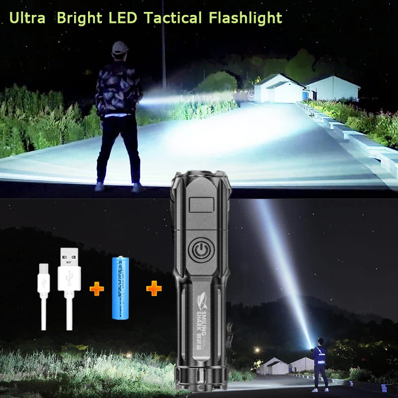 Powerful Flashlight Rechargeable Tactical LED Flashlight Torch Lantern ...
