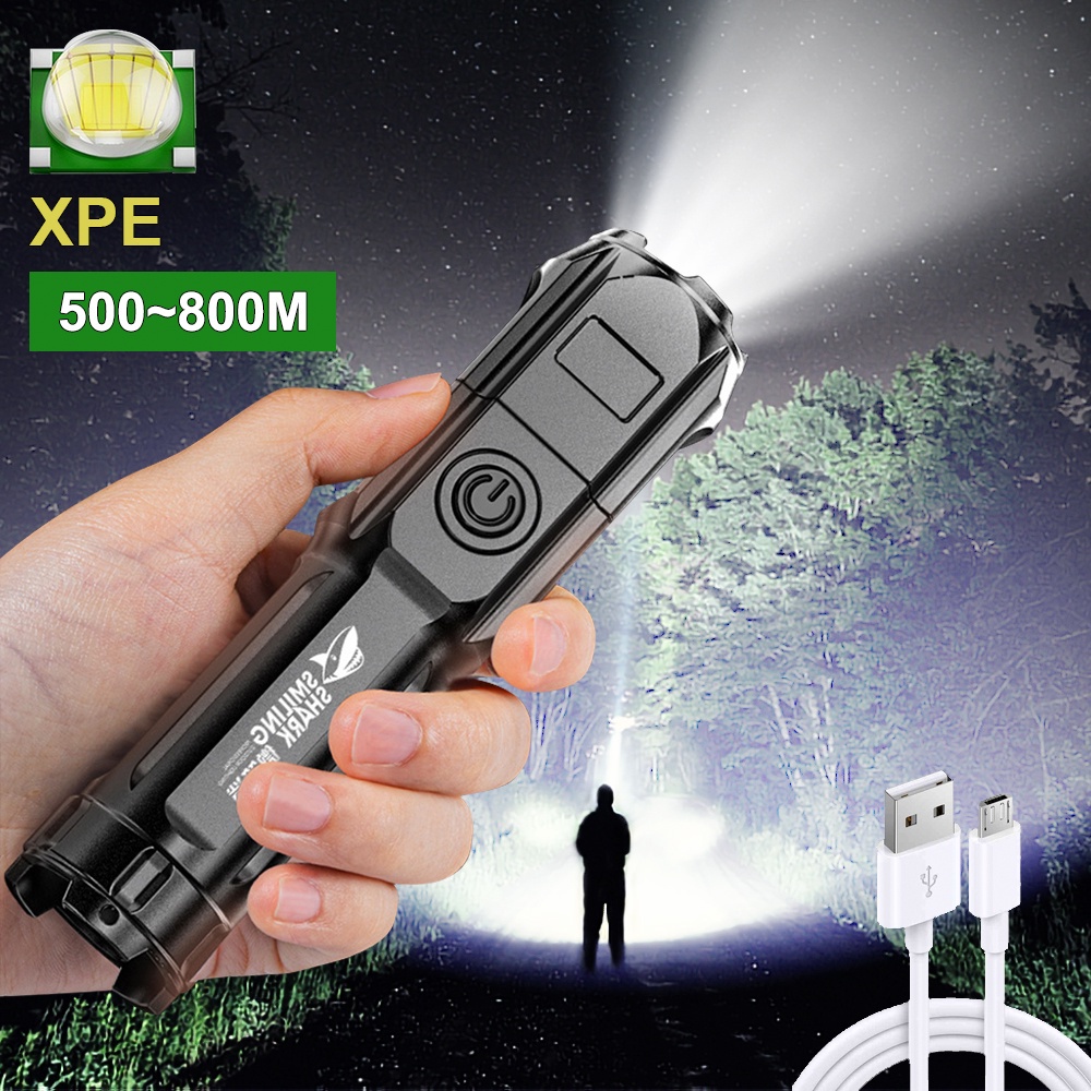 Powerful Flashlight Rechargeable Tactical LED Flashlight Torch Lantern ...