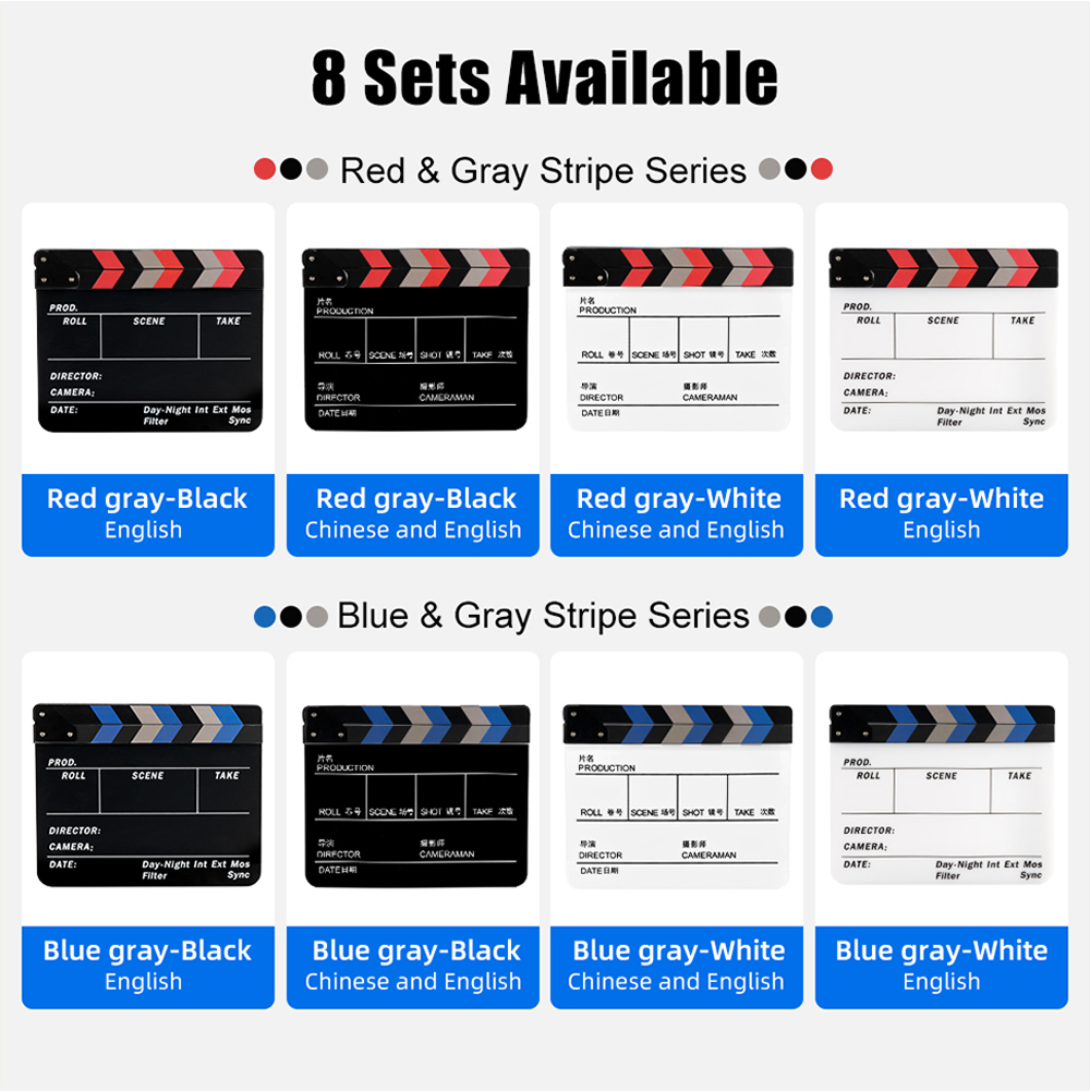 Selens Clapper Board Acrylic Movie Action Slate Director Film Clapboard ...