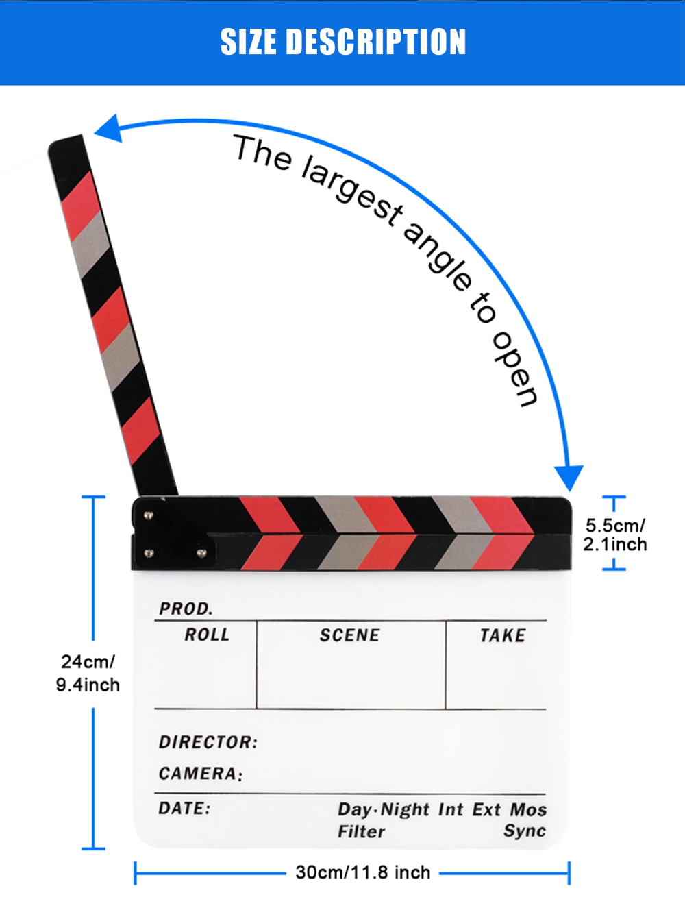 Selens Clapper Board Acrylic Movie Action Slate Director Film Clapboard ...