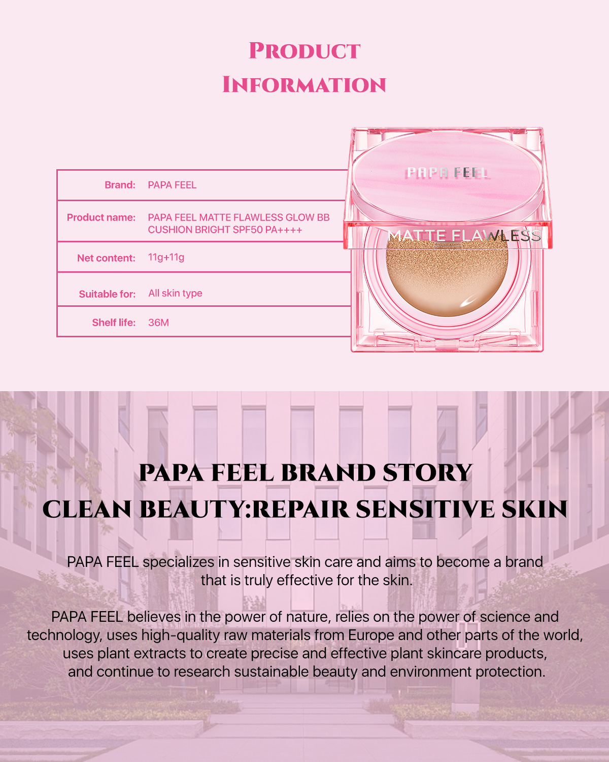 PAPA FEEL Brighten Make Up Cushion Coverage Foundation Waterproof ...