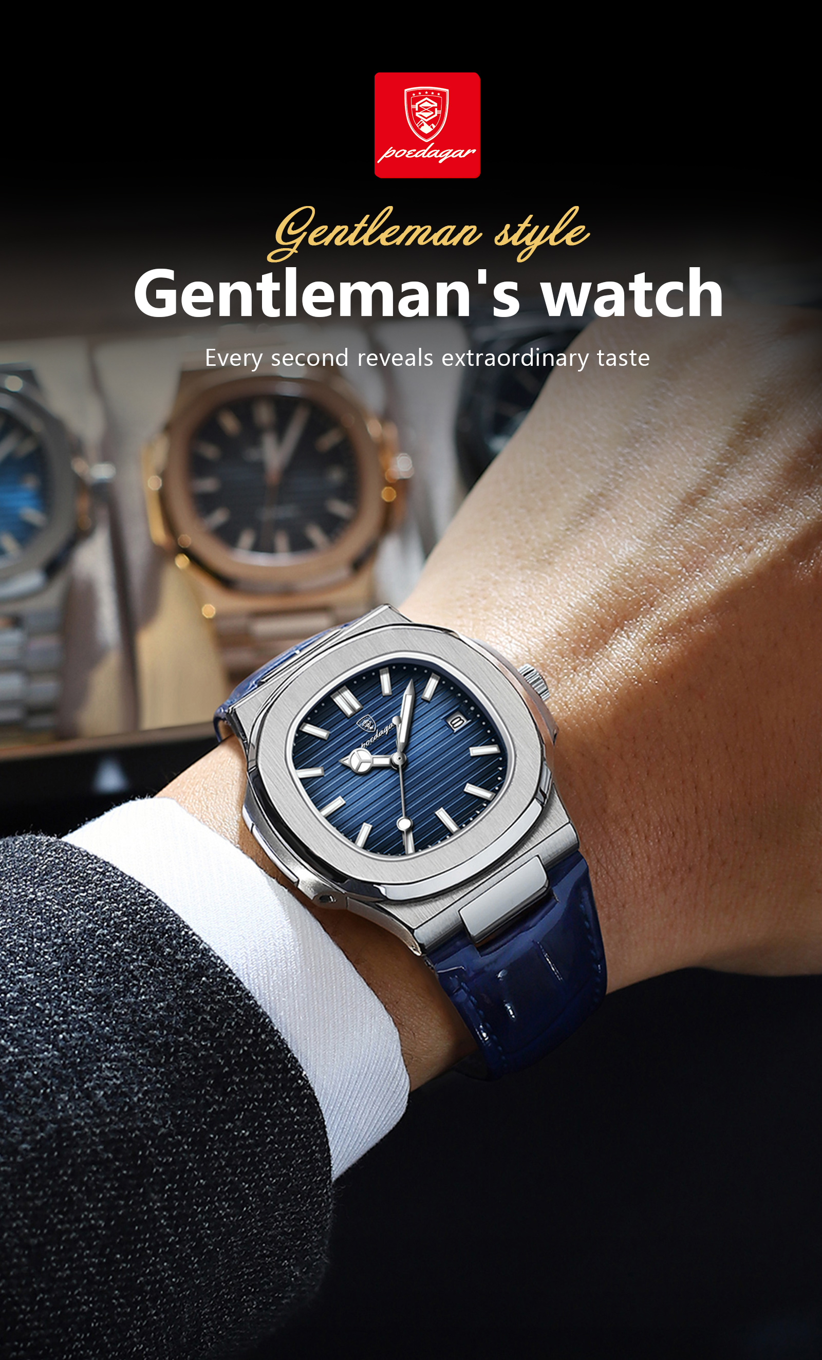 POEDAGAR Business Mens Watch For Men Waterproof Original Leather ...