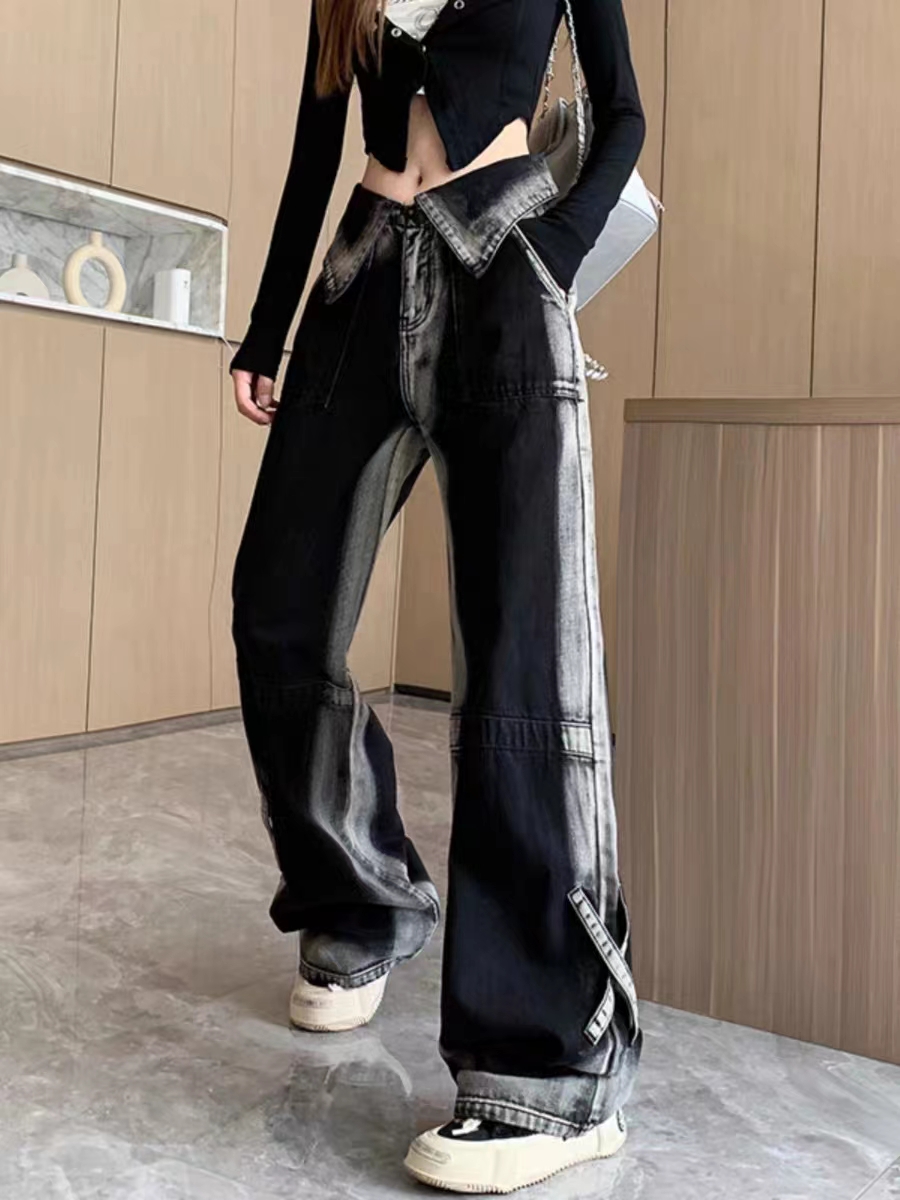 【XS-2XL】American Retro Distressed pantalon for women With Loose Fitting ...