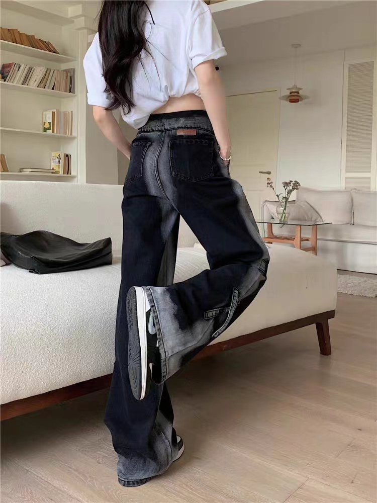 【XS-2XL】American Retro Distressed pantalon for women With Loose Fitting Denim high waist pants ...