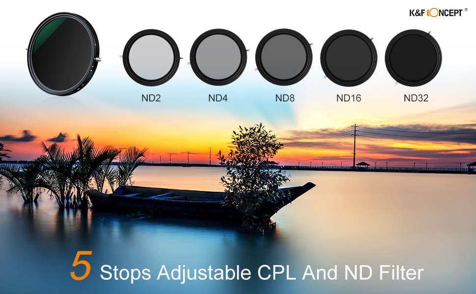K&F Concept Nano-X Series CPL + ND2-ND32 (1-5 Stop) 2 in 1 Circular ...