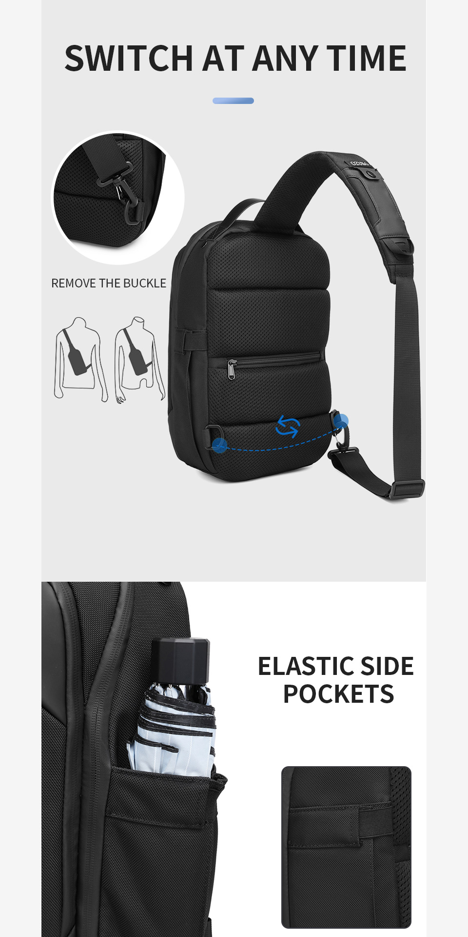 OZUKO Large Capacity Men Crossbody Bag Casual Business Waterproof ...