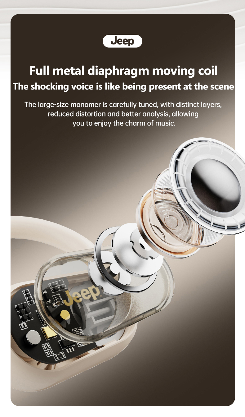 Jeep EC016 Wireless Earphone Bluetooth 5.4 Touch Control HiFi Stereo Headset Open Ear Earphone ...