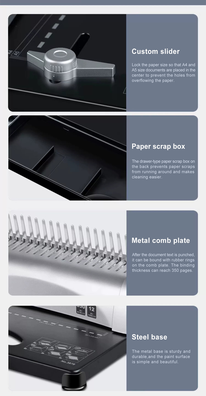 MIDOO Ring / Comb Binding Machine A3/A4 Size Binding Machine Office 21 Hole Comb Binding Machine ...