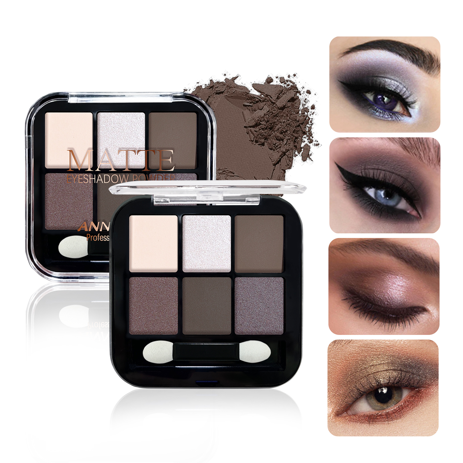 Six-color Eyeshadow Earth Color Smoky Makeup Pearlescent Matte Milk Tea ...