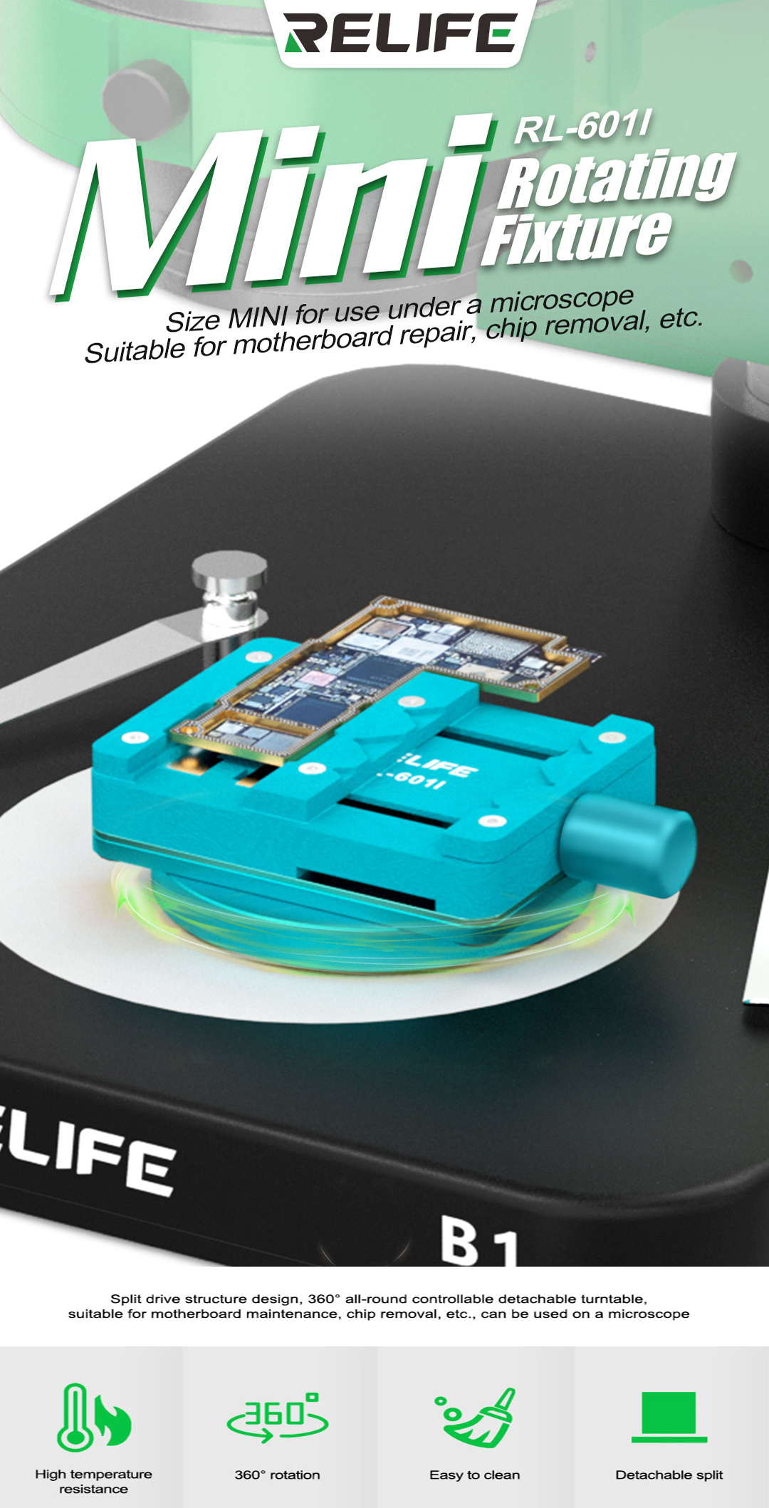 RELIFE RL-601I Motherboard Chip Repair Mini Rotating Fixture Phone ...