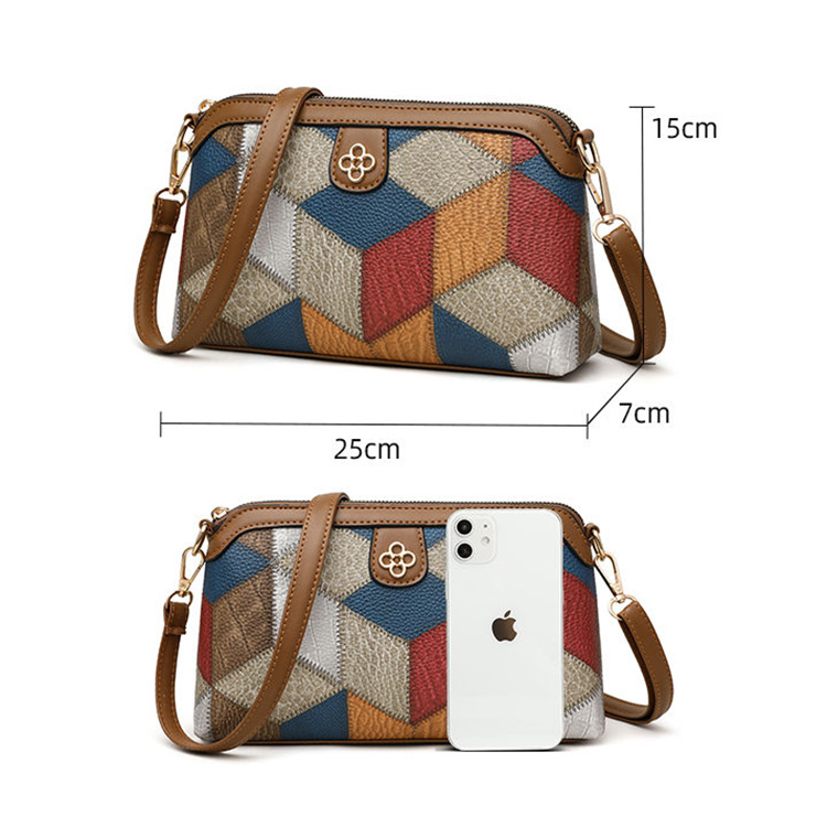 Splicing new women's soft leather small bag for middle-aged crossbody ...