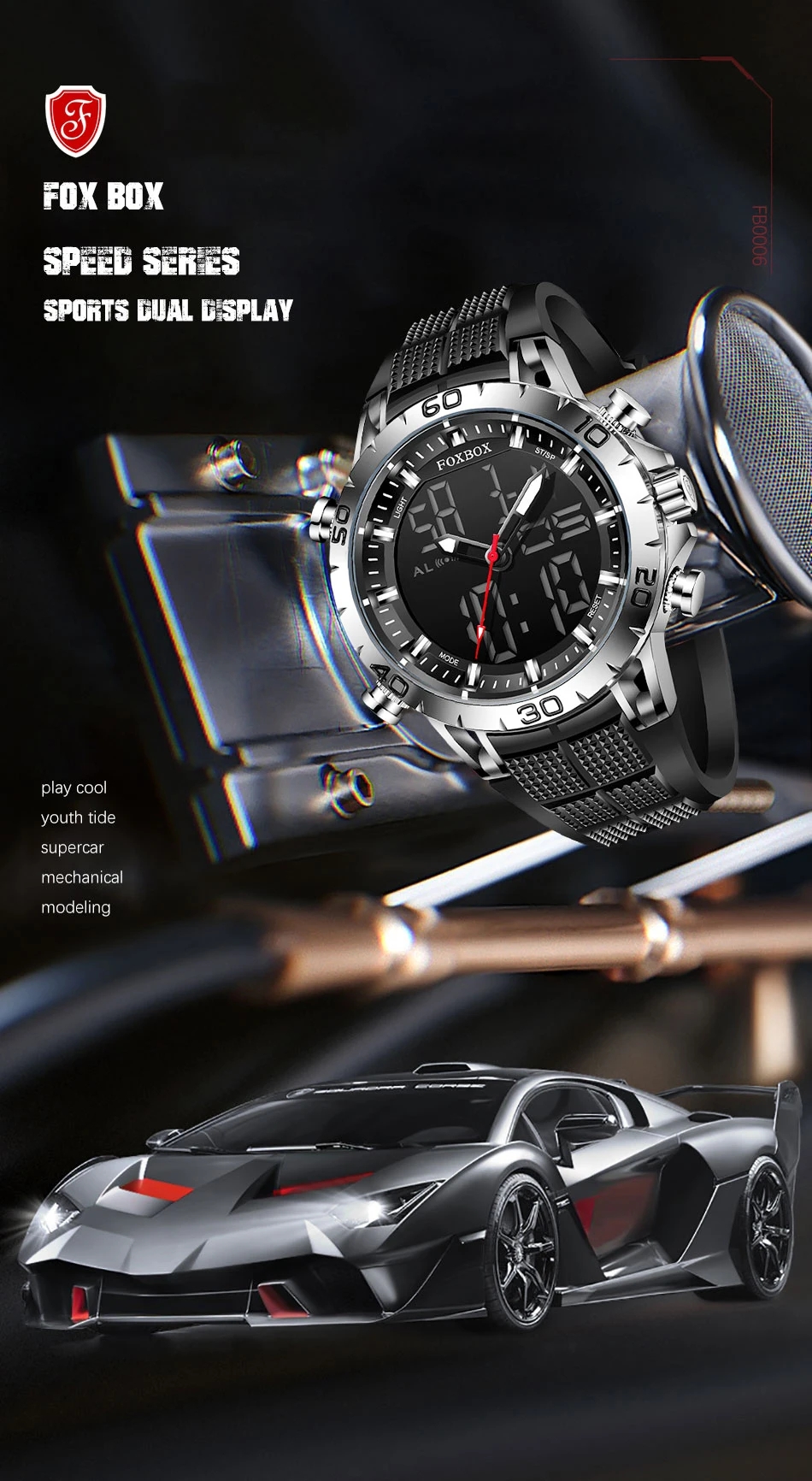 FOXBOX Sport Mens Watches Top Brand Luxury Dual Display Quartz Watch ...