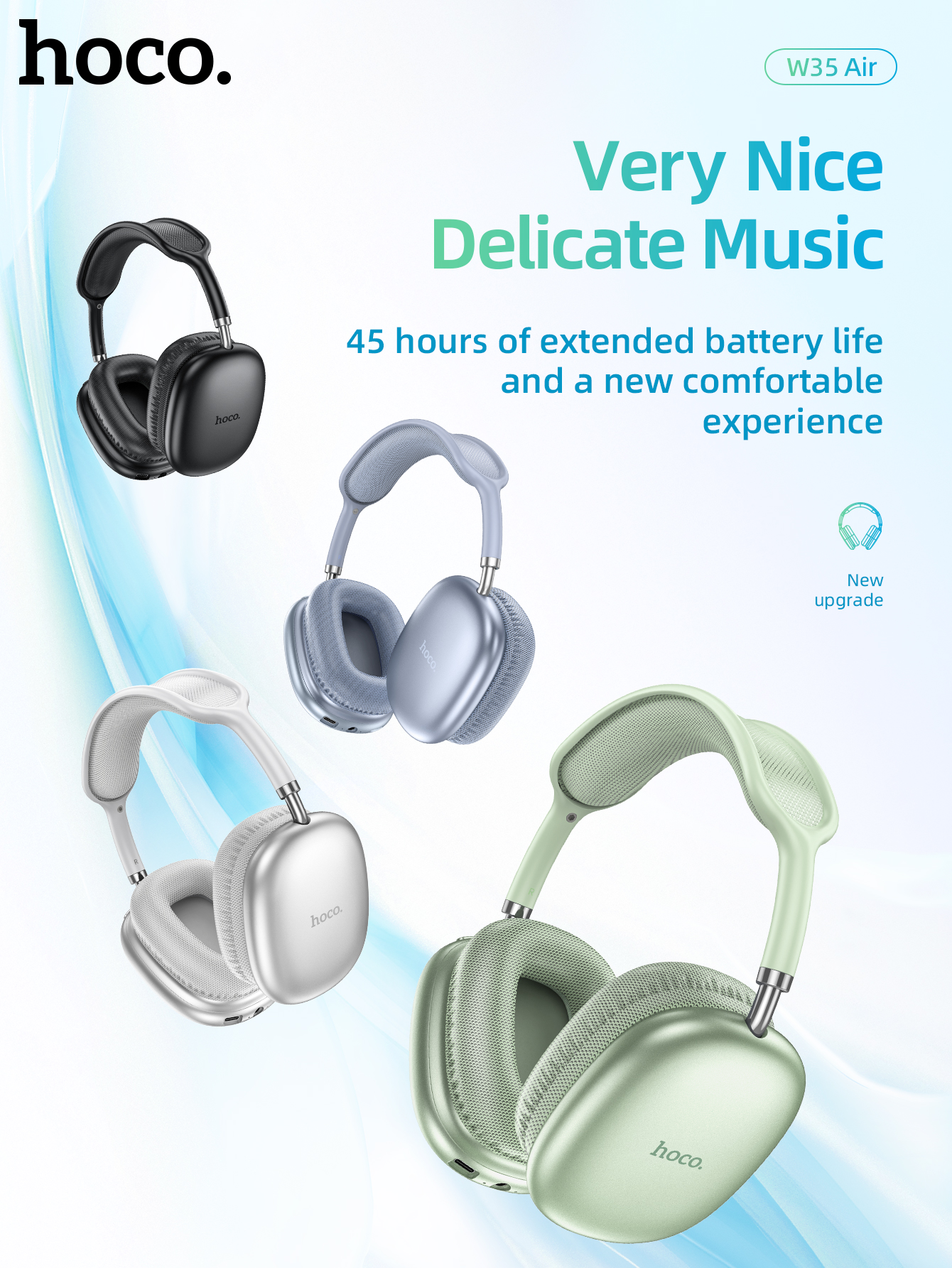 HOCO W35 Air Wireless Headphones Bluetooth Earphone Long Standby Gaming ...