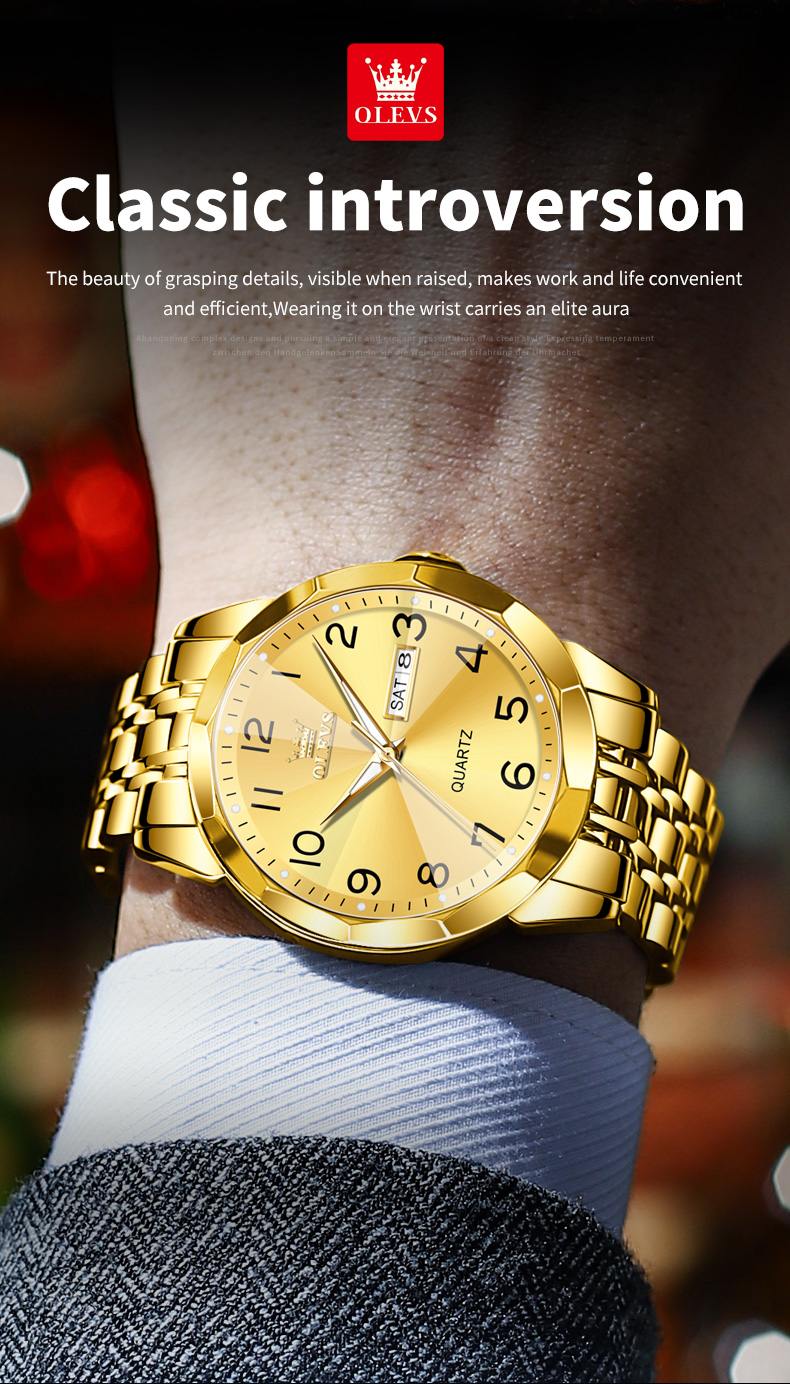 Olevs Watch For Man Waterproof Original Quartz Luminous Calendar ...