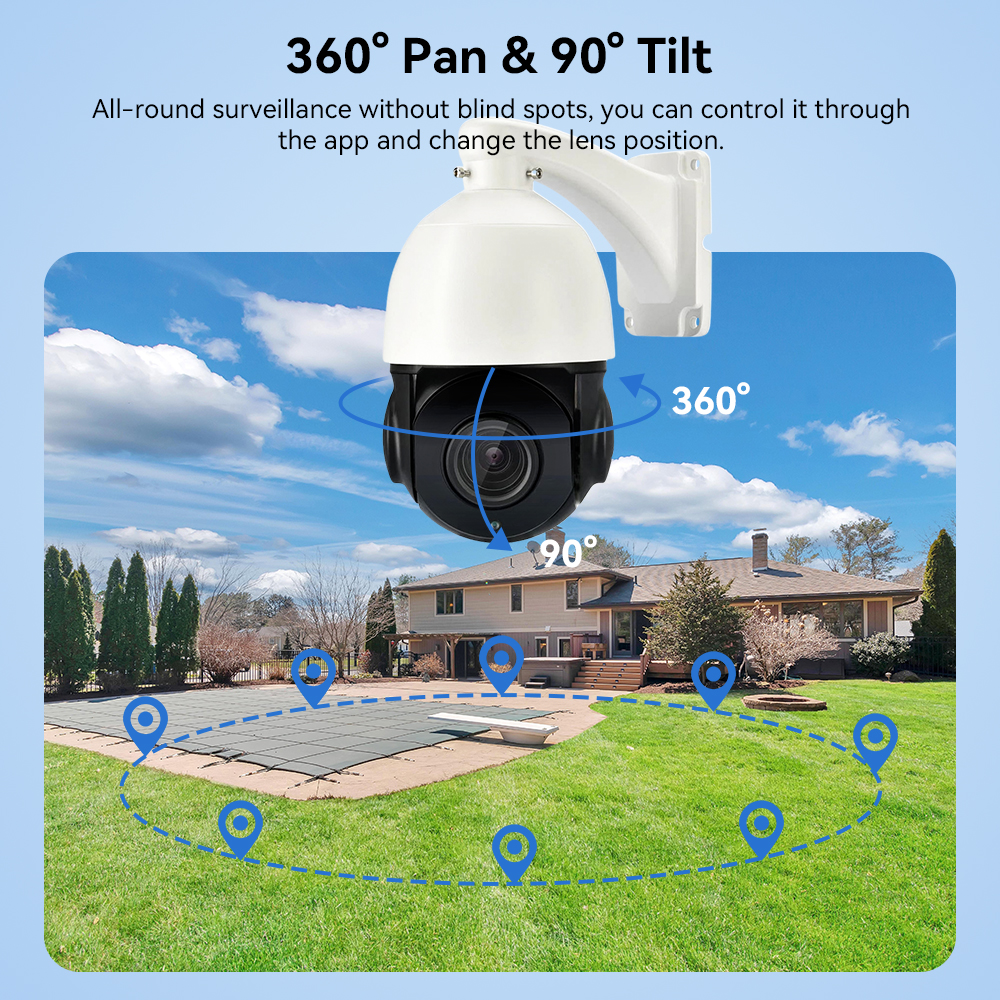 Hamrol 8MP 4K PTZ POE 48V IP Outdoor Camera 30X Zoom 360° Two Way Audio ...