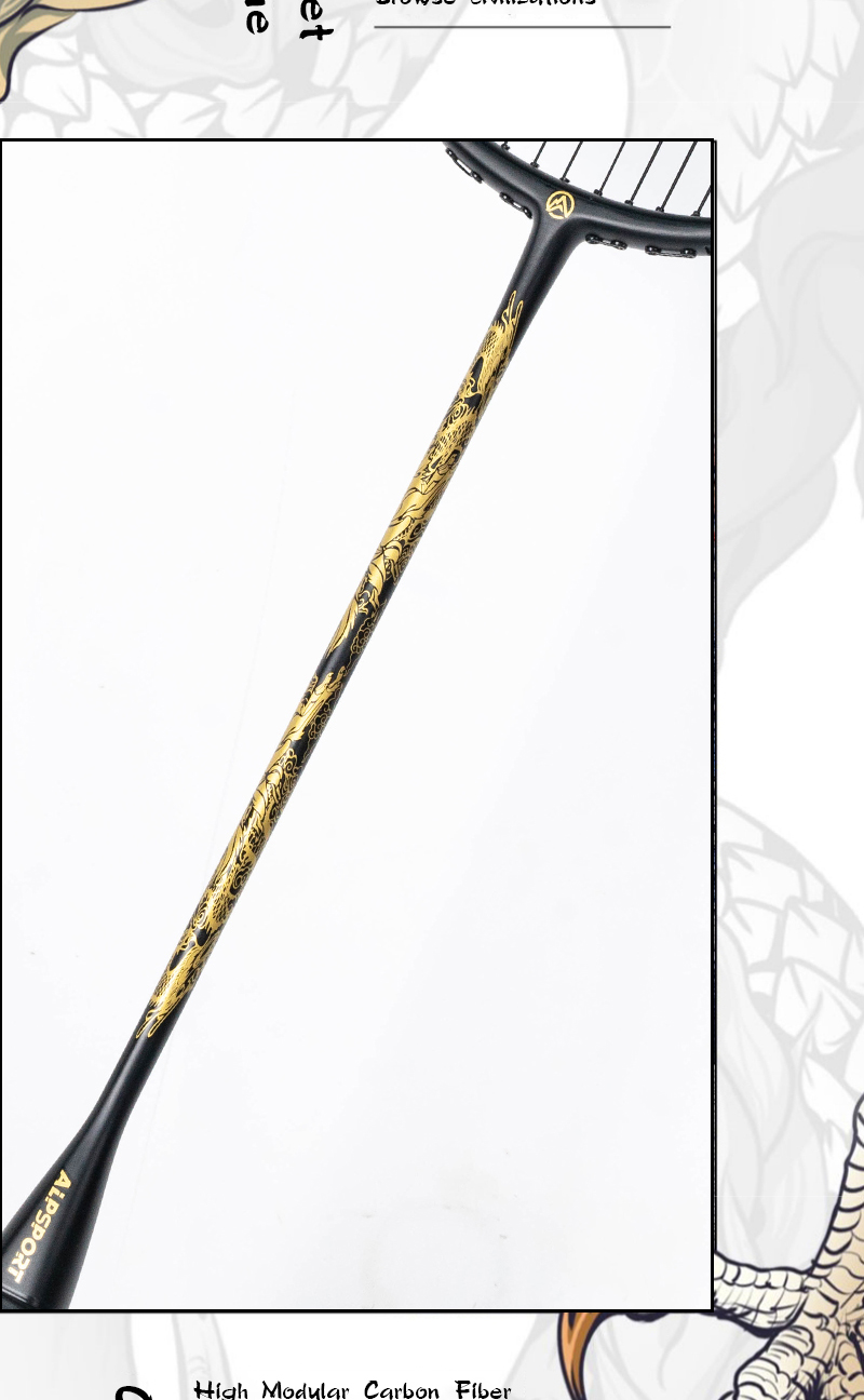 ALPSPORT DRAGON Advent 4U 26LBS Offensive Badminton Racket Single With ...