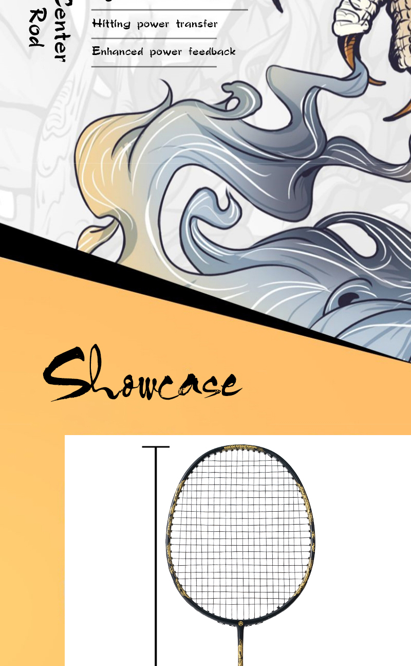 ALPSPORT DRAGON Advent 4U 26LBS Offensive Badminton Racket Single With Bag Relief Sculpture ...