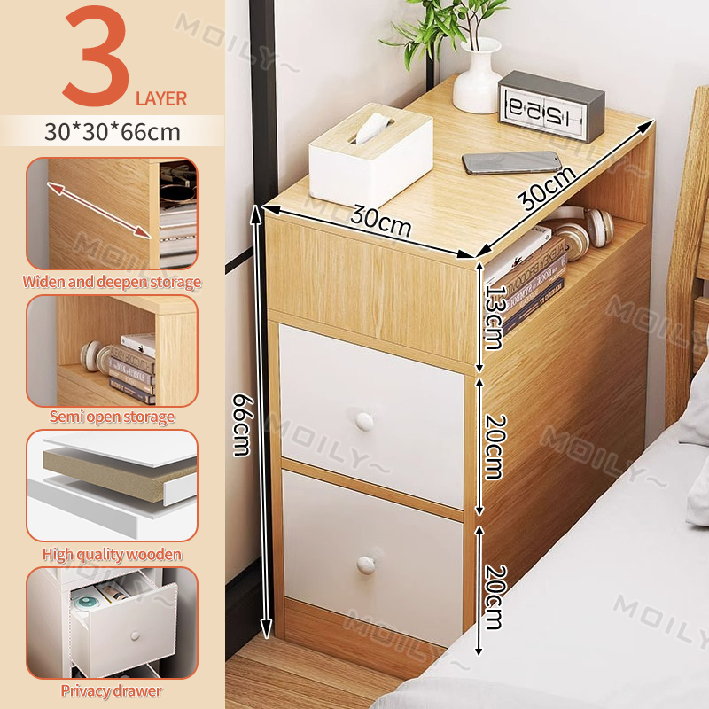 【With Drawer LOCK】BED SIDE Cabinet Bedside Table BED Modern cabinet For ...