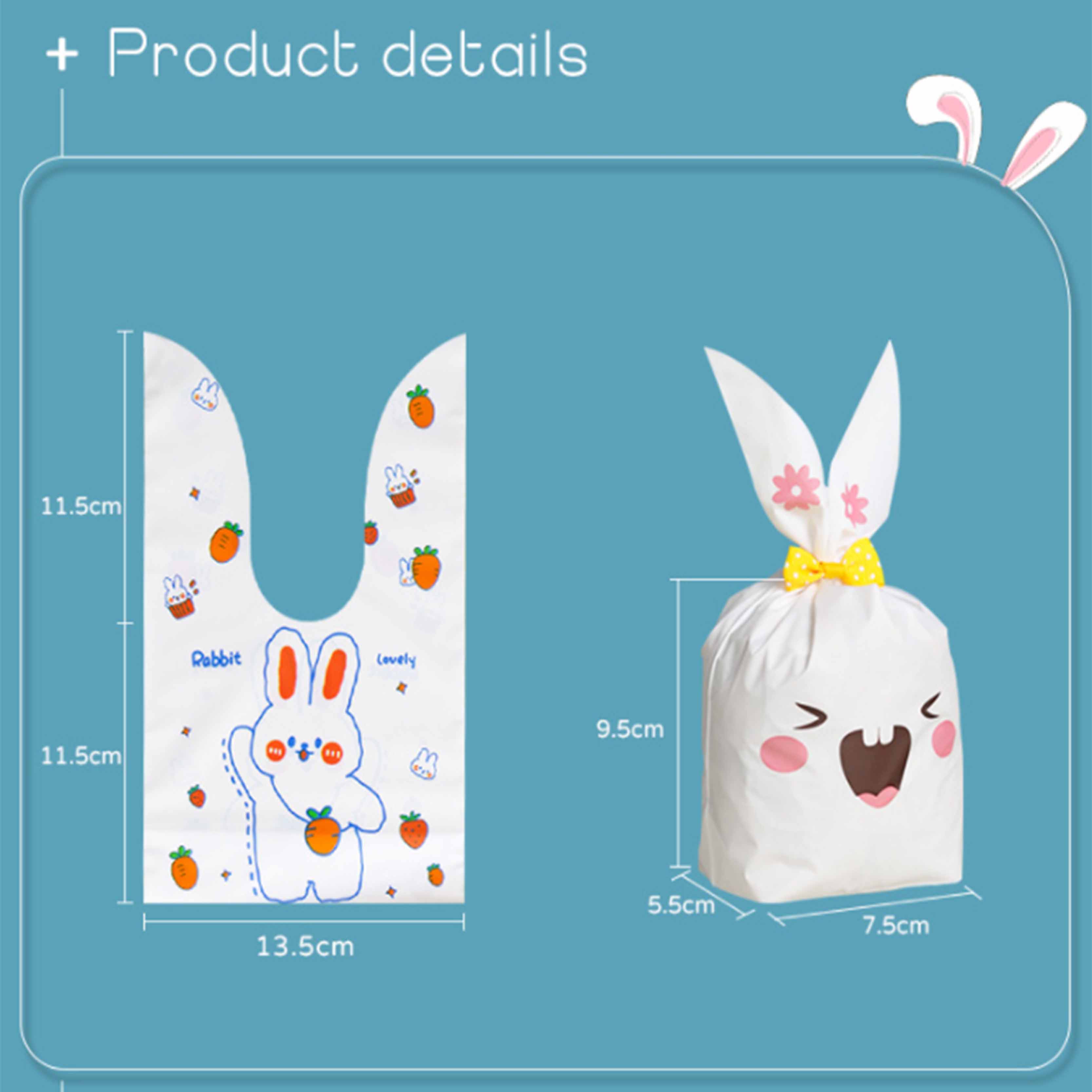 10PCS Cute Long Bunny Rabbit Ear Bag Nougat Biscuit Packaging Door gift ...