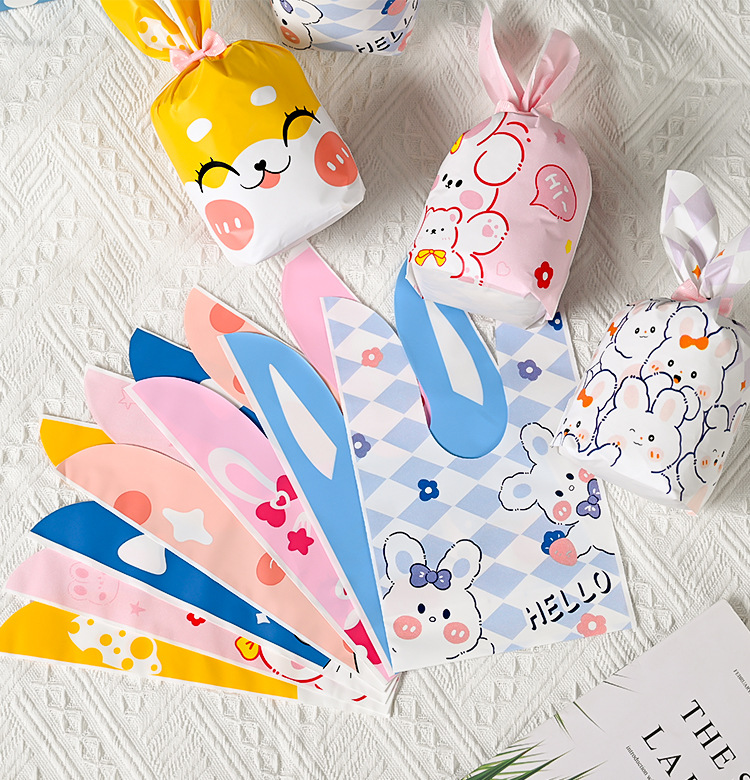 10PCS Cute Long Bunny Rabbit Ear Bag Nougat Biscuit Packaging Door gift ...