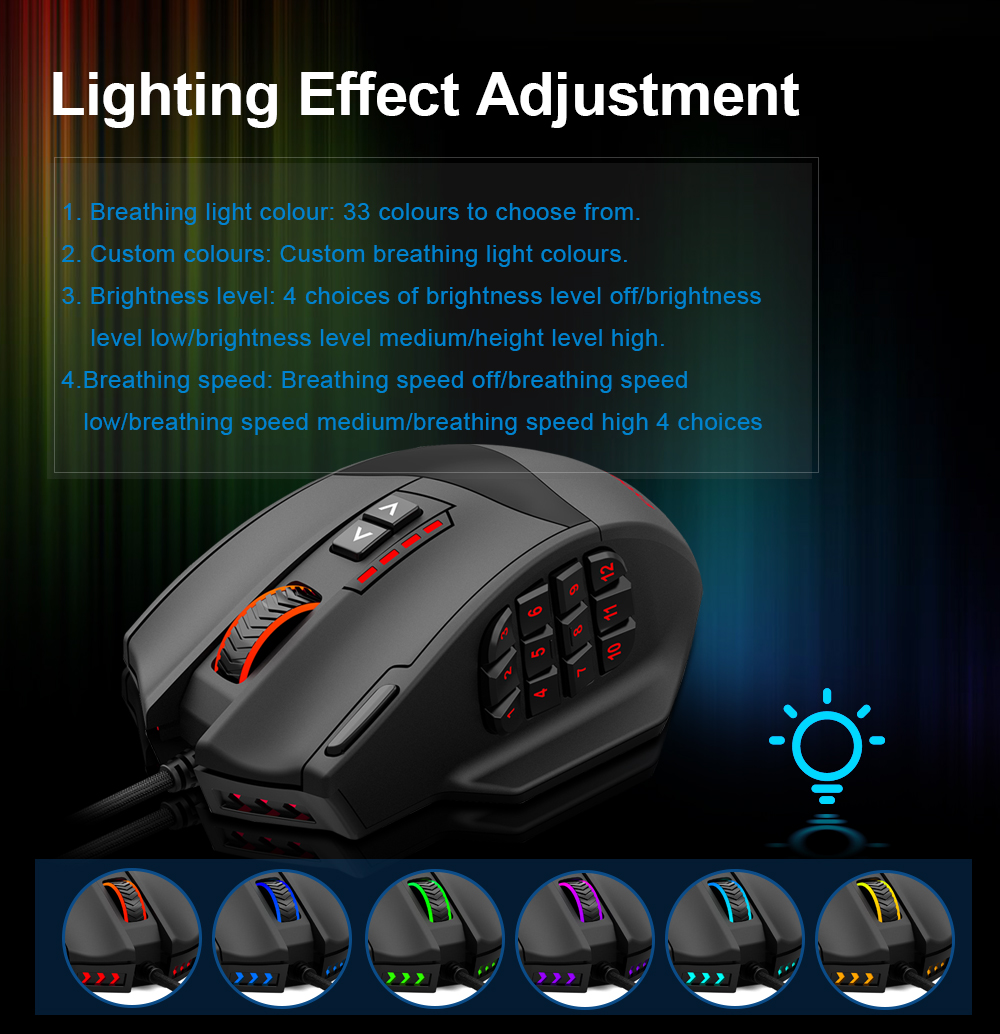 E-YOOSO X-39 USB Wired RGB Gaming Mouse 16400 DPI PAW3327 19 buttons ...