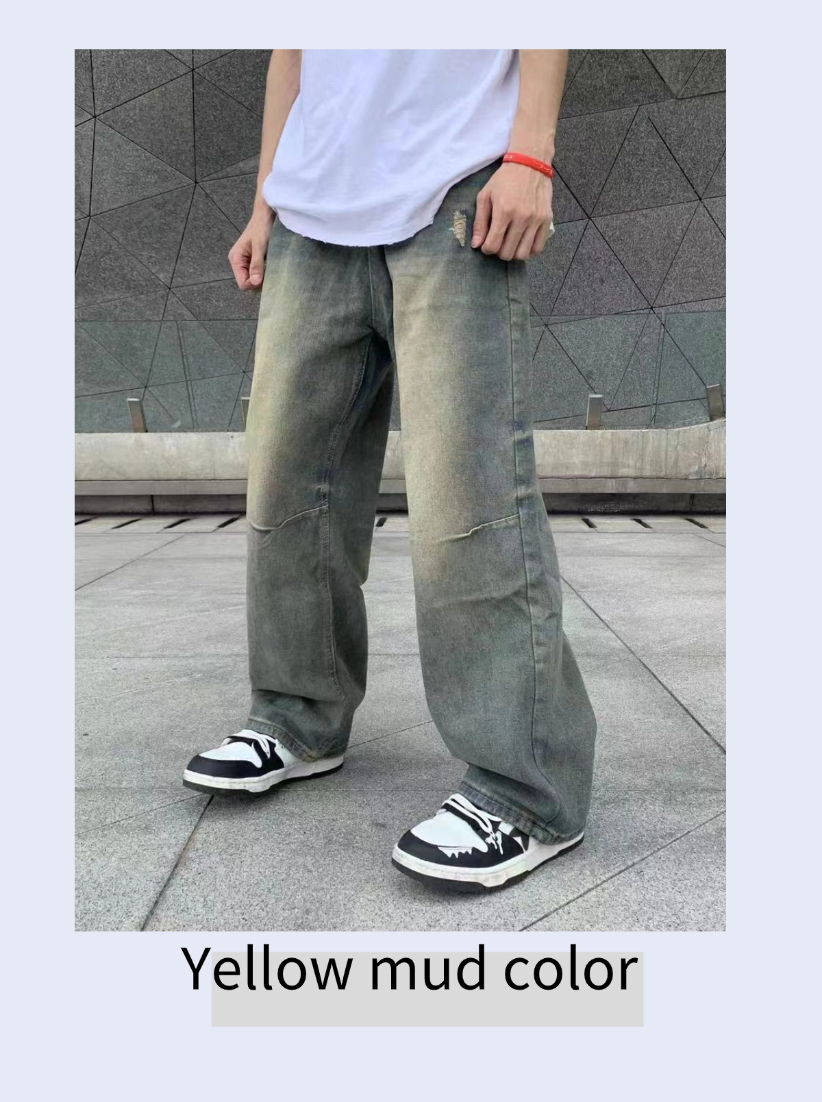 Korean Style New Washed Worn Jeans Retro Loose Wide Leg Straight ...