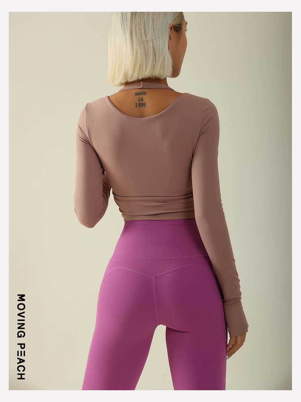 MOVING PEACH Women Halter Top Soft Yoga Sports Longsleeve Removable ...
