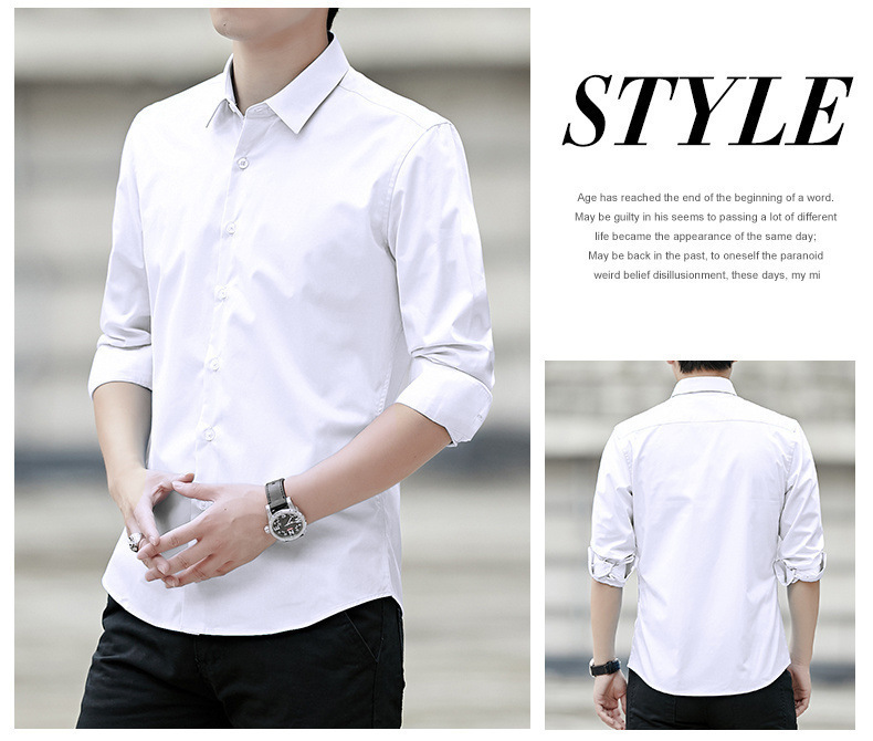 EVANTHE Korean Fashion Men Shirt Long Sleeve Shirt Plus Size Business Formal Polo Shirt Men ...