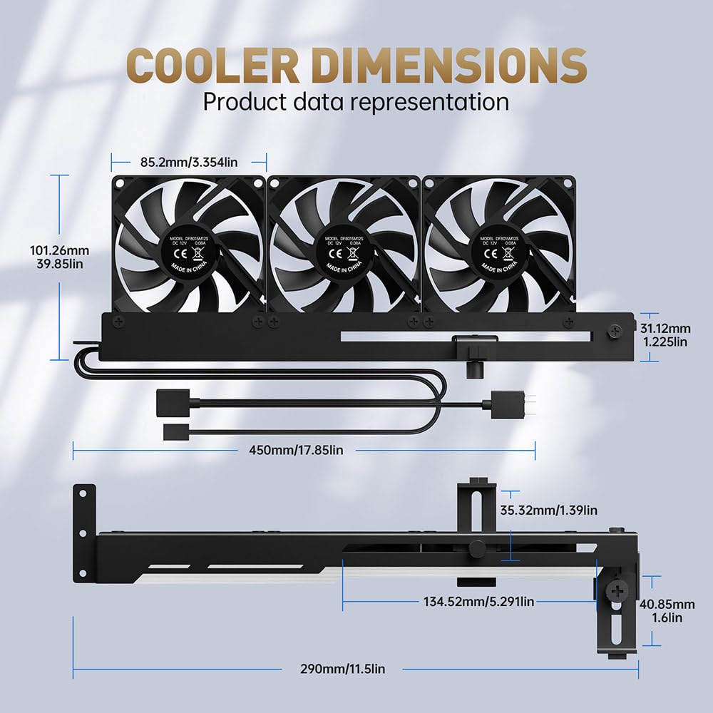 Graphics Card Cooler with ARGB 5V 3Pin LED and Three 80mm Fans, RGB LED ...