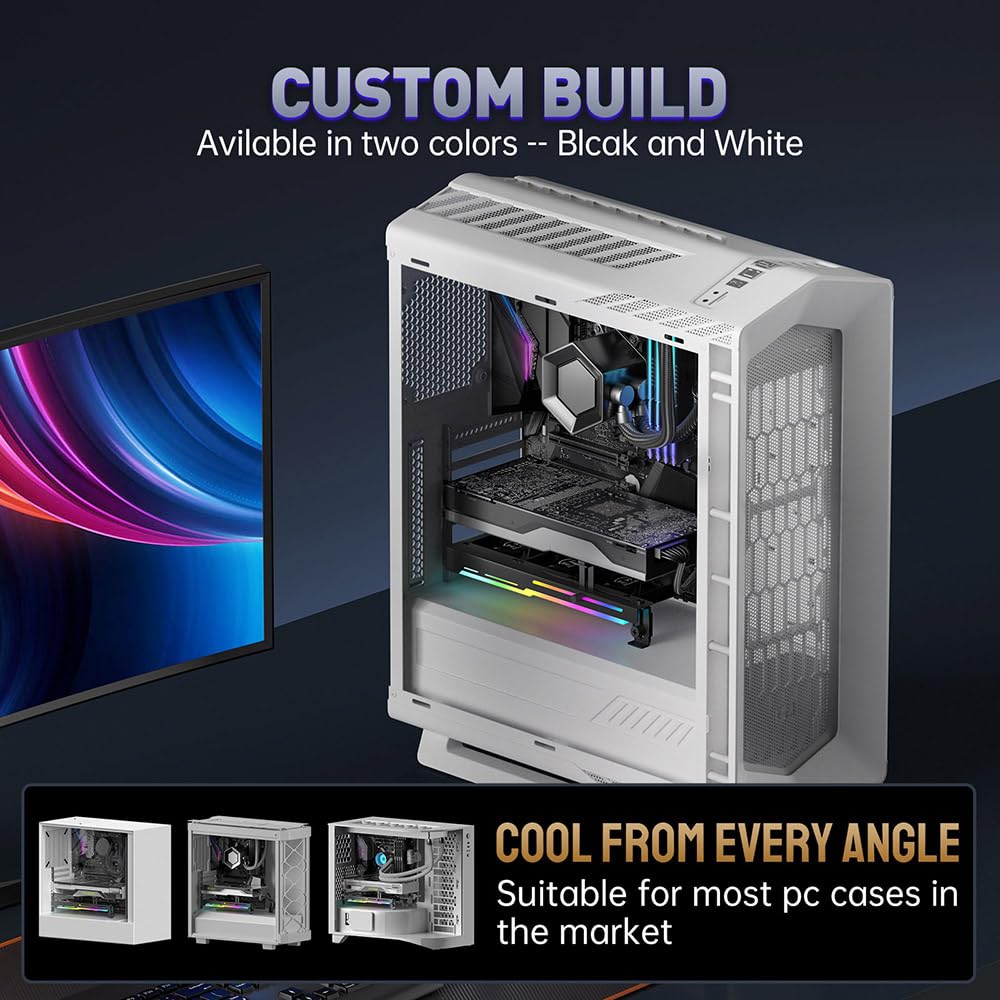 Graphics Card Cooler with ARGB 5V 3Pin LED and Three 80mm Fans, RGB LED ...