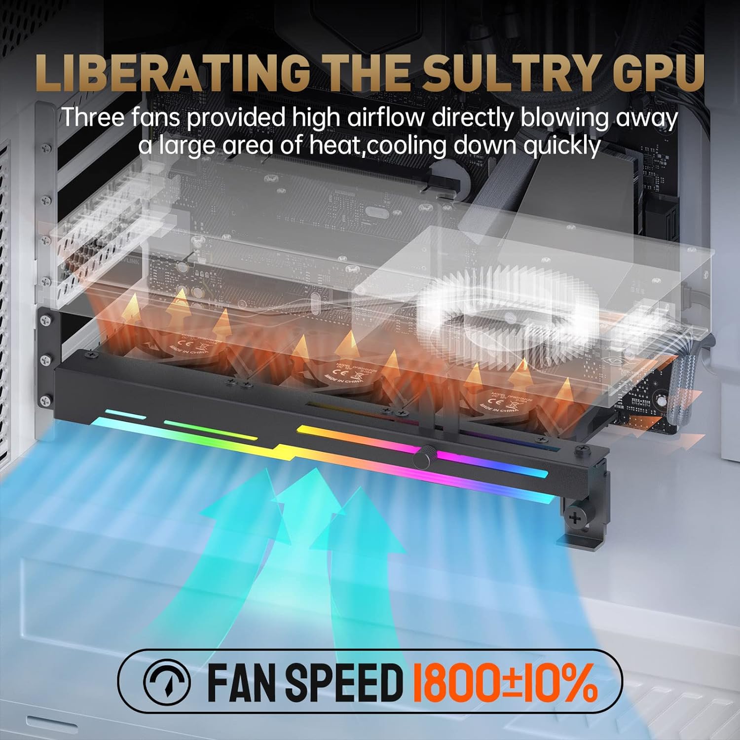 Graphics Card Cooler with ARGB 5V 3Pin LED and Three 80mm Fans, RGB LED ...