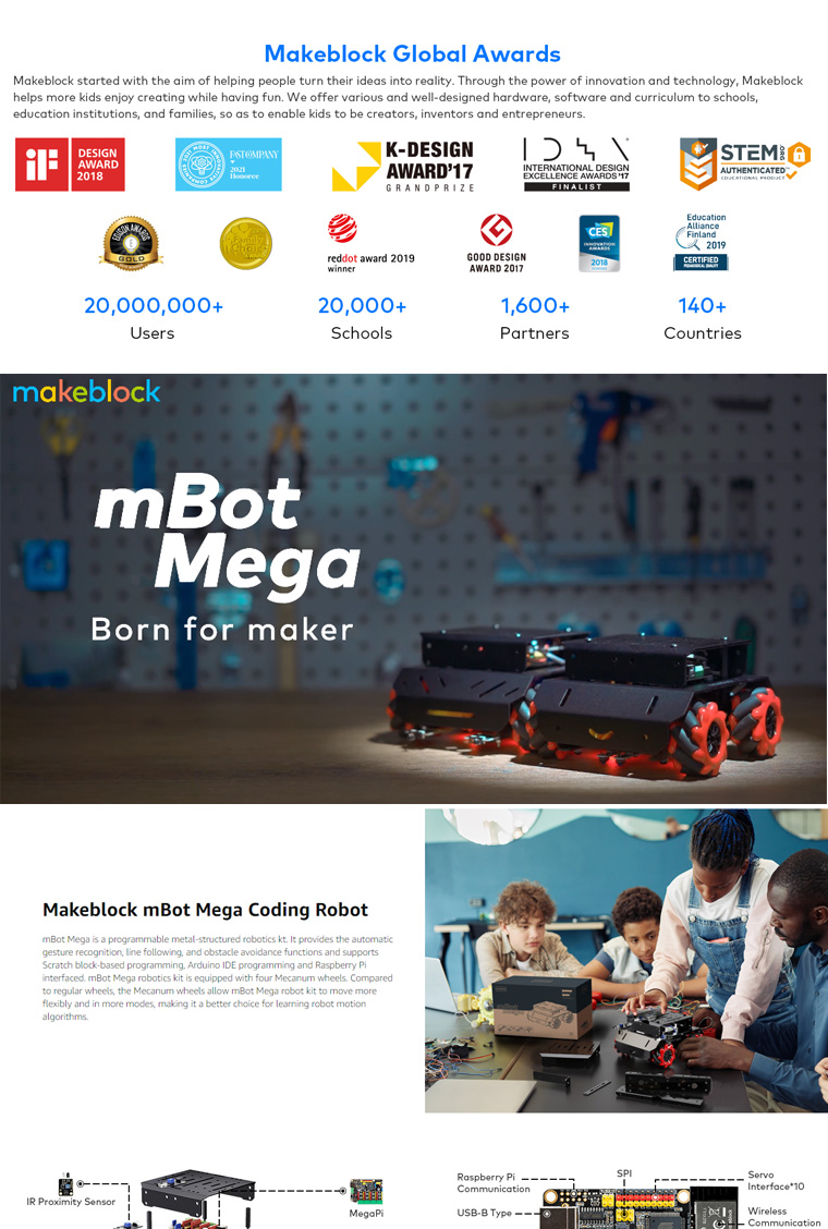 Makeblock Mbot Mega Robot Kit Compatible With Raspberry Pi Coding Programming Metal Robot Car