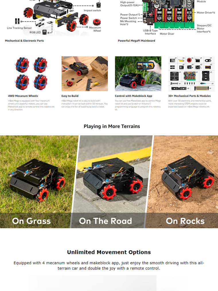 Makeblock Mbot Mega Robot Kit Compatible With Raspberry Pi Coding Programming Metal Robot Car