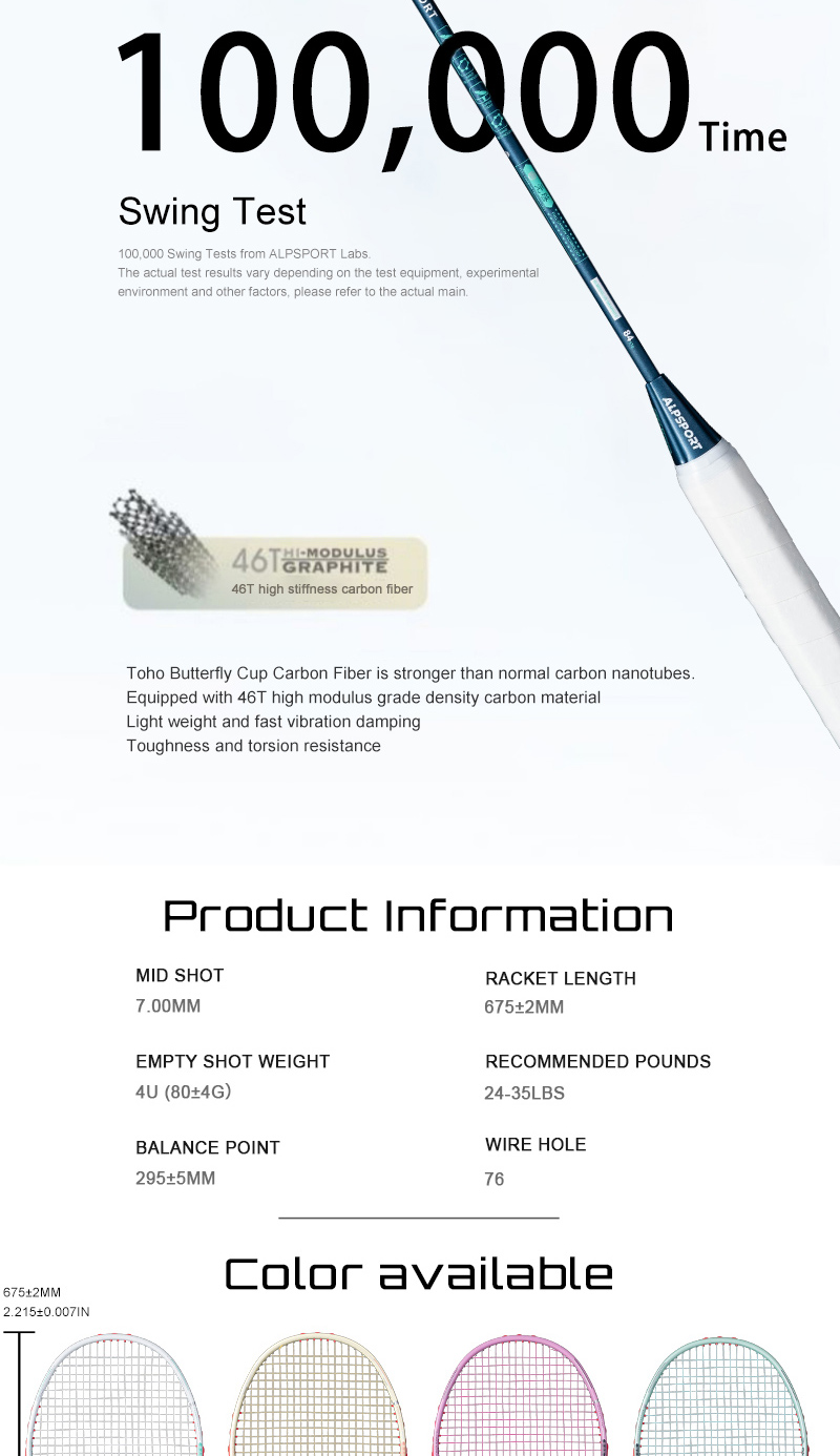 ALPSPORT YQ 4U Max 35LBS Badminton Racket Single White/Pink/Yellow ...
