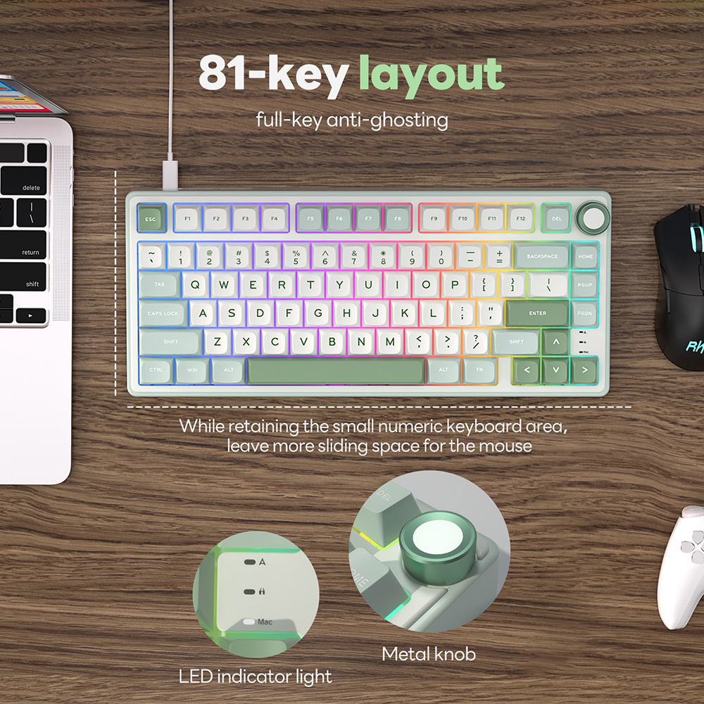 RK Royal Kludge RKR75 SkyCyan Gasket Wired Mechanical Keyboard | Shopee ...