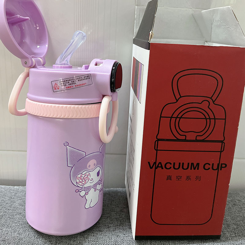 Tumbler Hot and Cold Sanrio Kuromi Straw Water Bottle For Kids 316 Stainless Steel Thermos ...