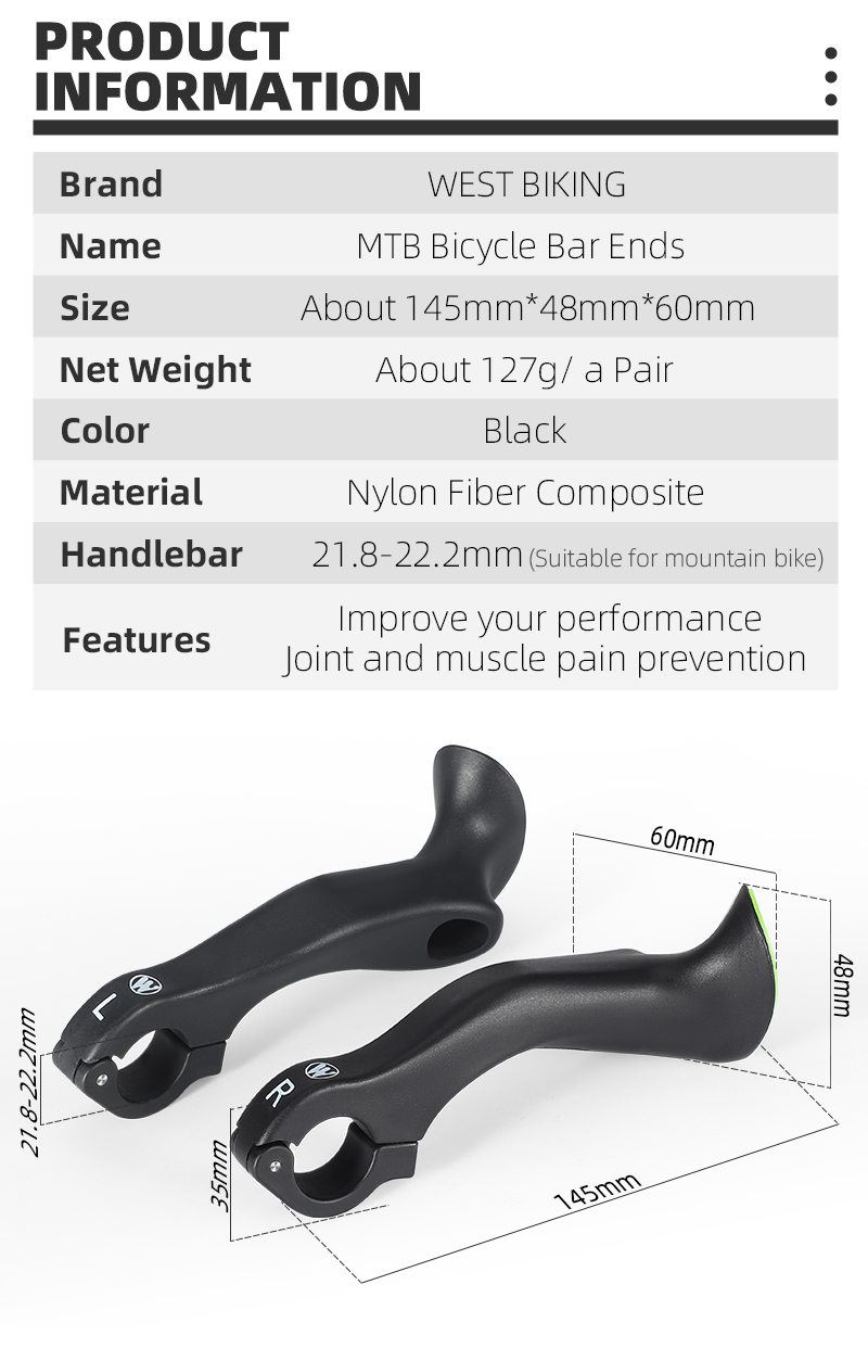 WEST BIKING Lightweight Bicycle Extended Handlebar Mountain Bike Bar ...