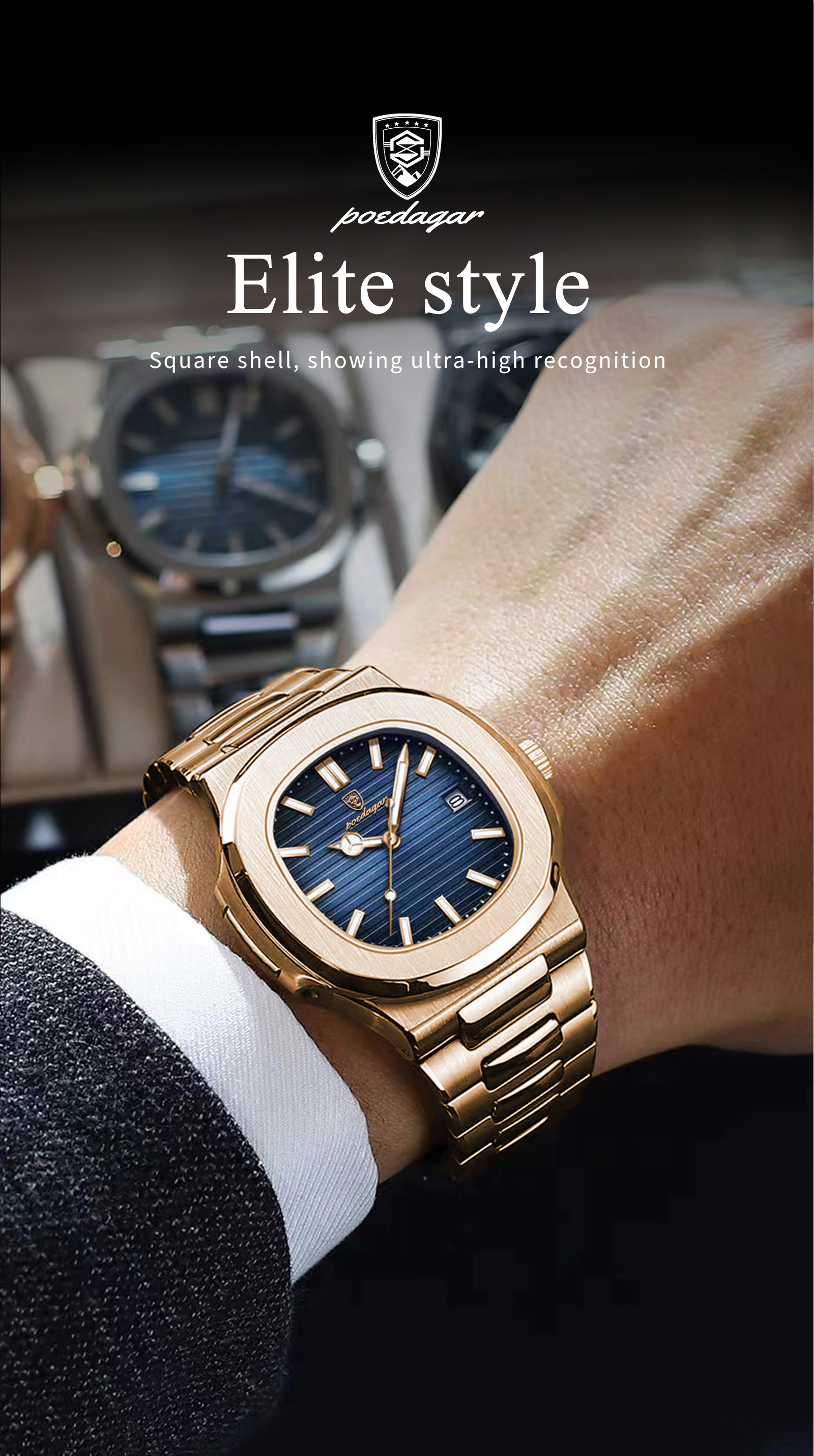 POEDAGAR Watch For Men Waterproof Original Relo Rose Gold Stainless ...