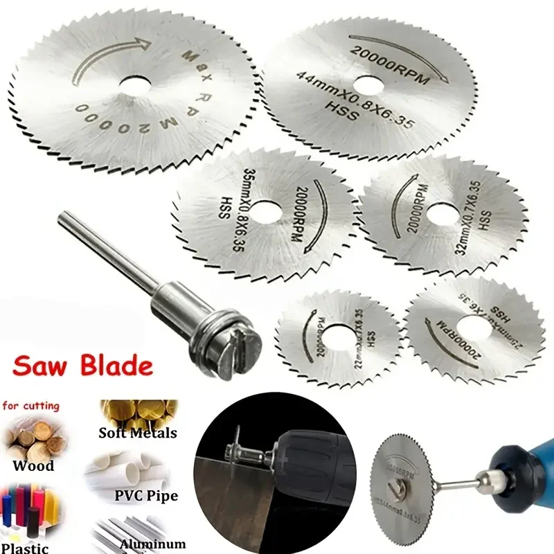 HSS Electric Cutting Saw Blade Set 6PCS 22-50MM Mini Circular Ultra ...