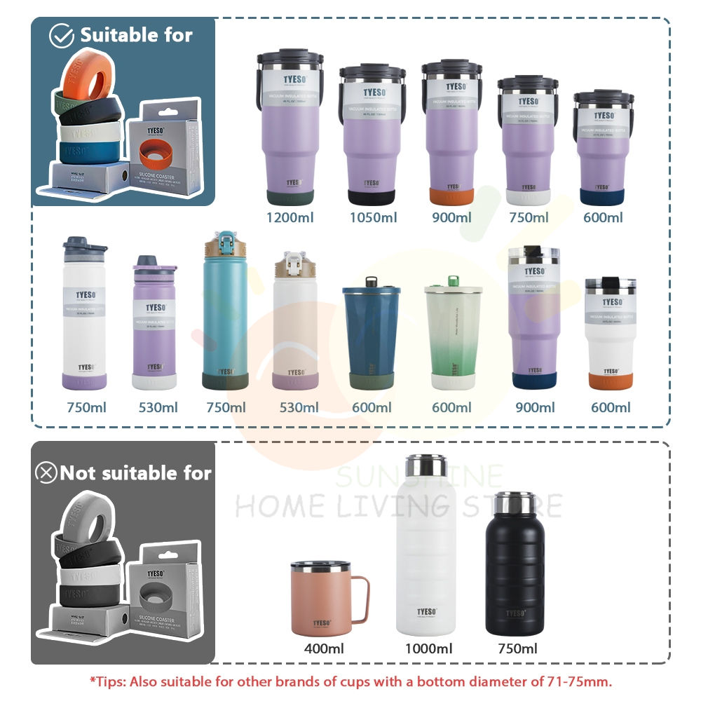 Tyeso Mug Anti-Slip Silicon Boot 20oz 30oz Flask Protective Boots 600ml ...