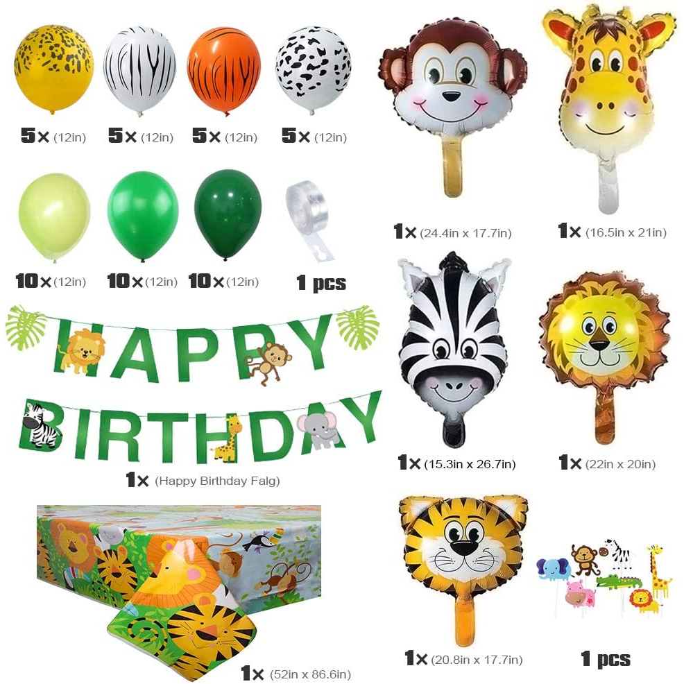 Birthday party decorations jungle lion balloon set for kids jungle ...
