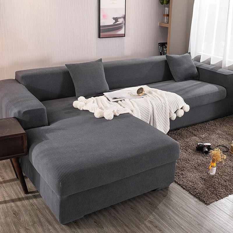 L Sofa Cover l shaped Sofa 2/3/4 Seater Slipcover Solid Color Universal ...